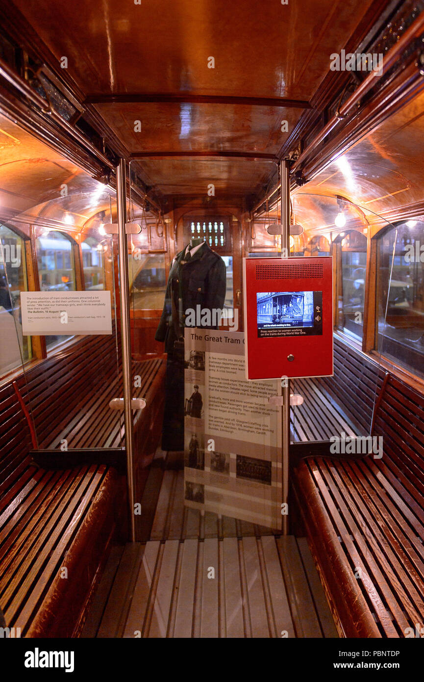 GLASGOW, SCOTLAND - JULY 16, 2016: Antique Scottish tram in the ...