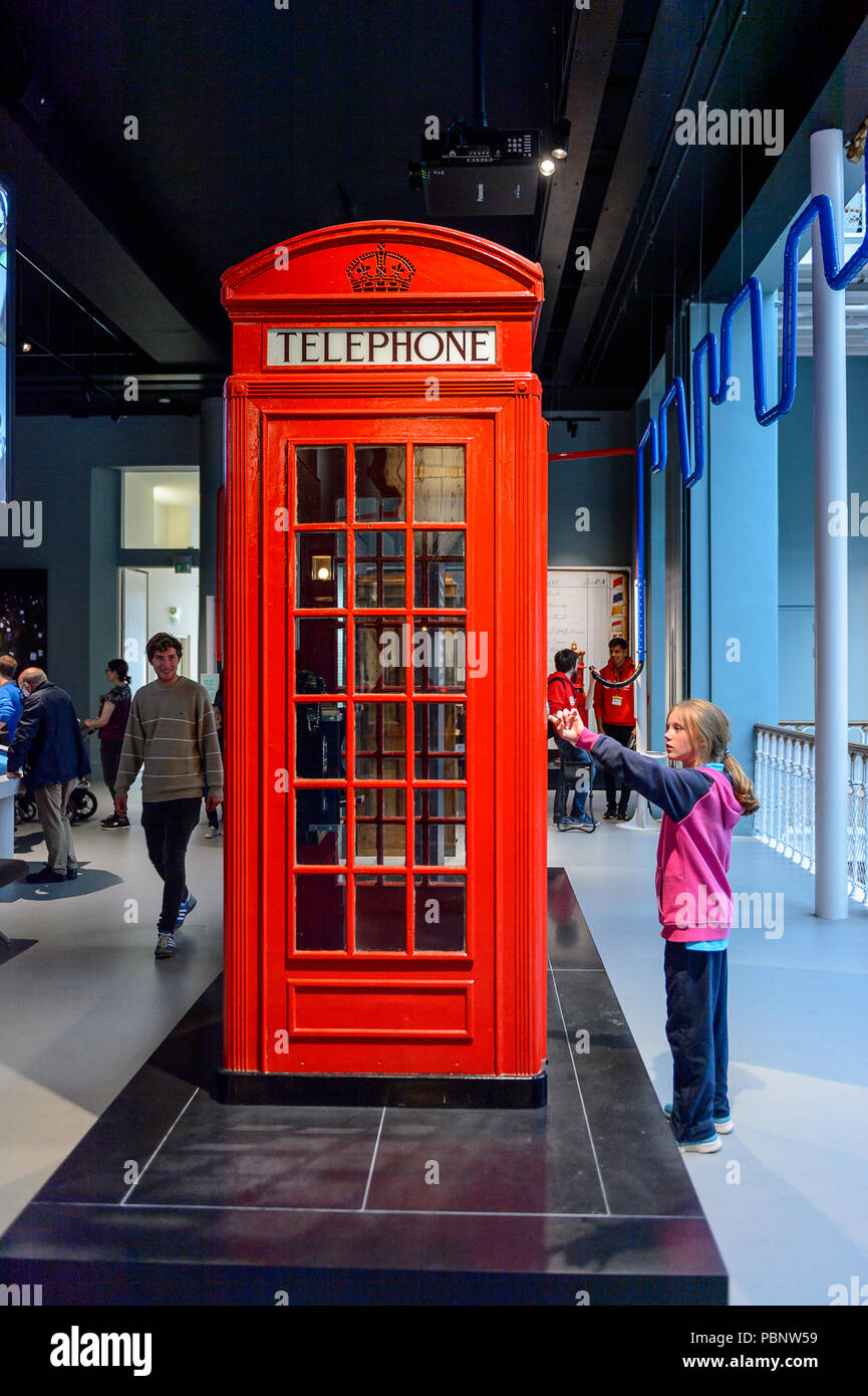 EDINBURGH, SCOTLAND - JULY 17, 2016: Old Red Telelephone booth in the ...