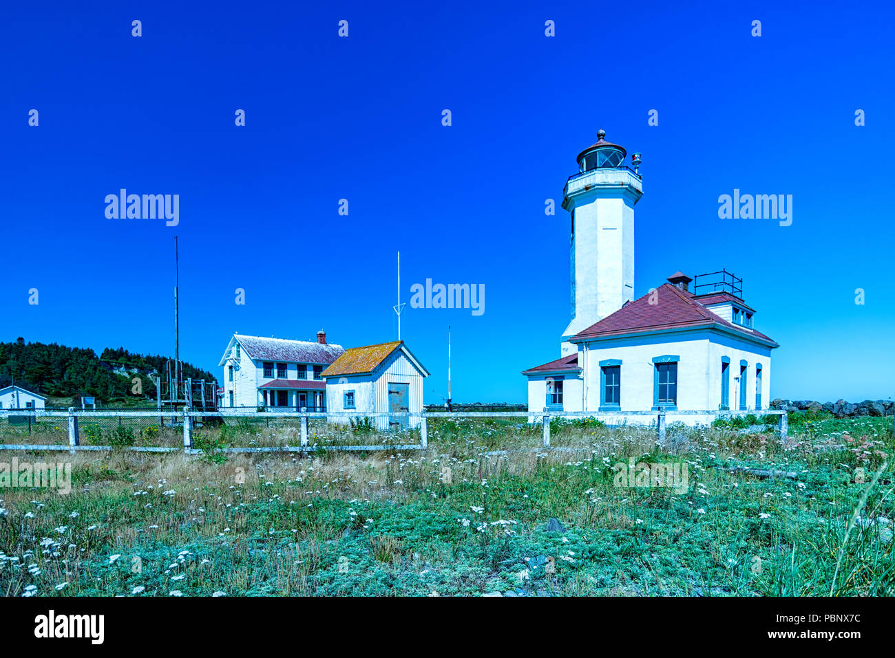 Beautiful historic Point Wilson Lighthouse in summer sunny day, Port ...