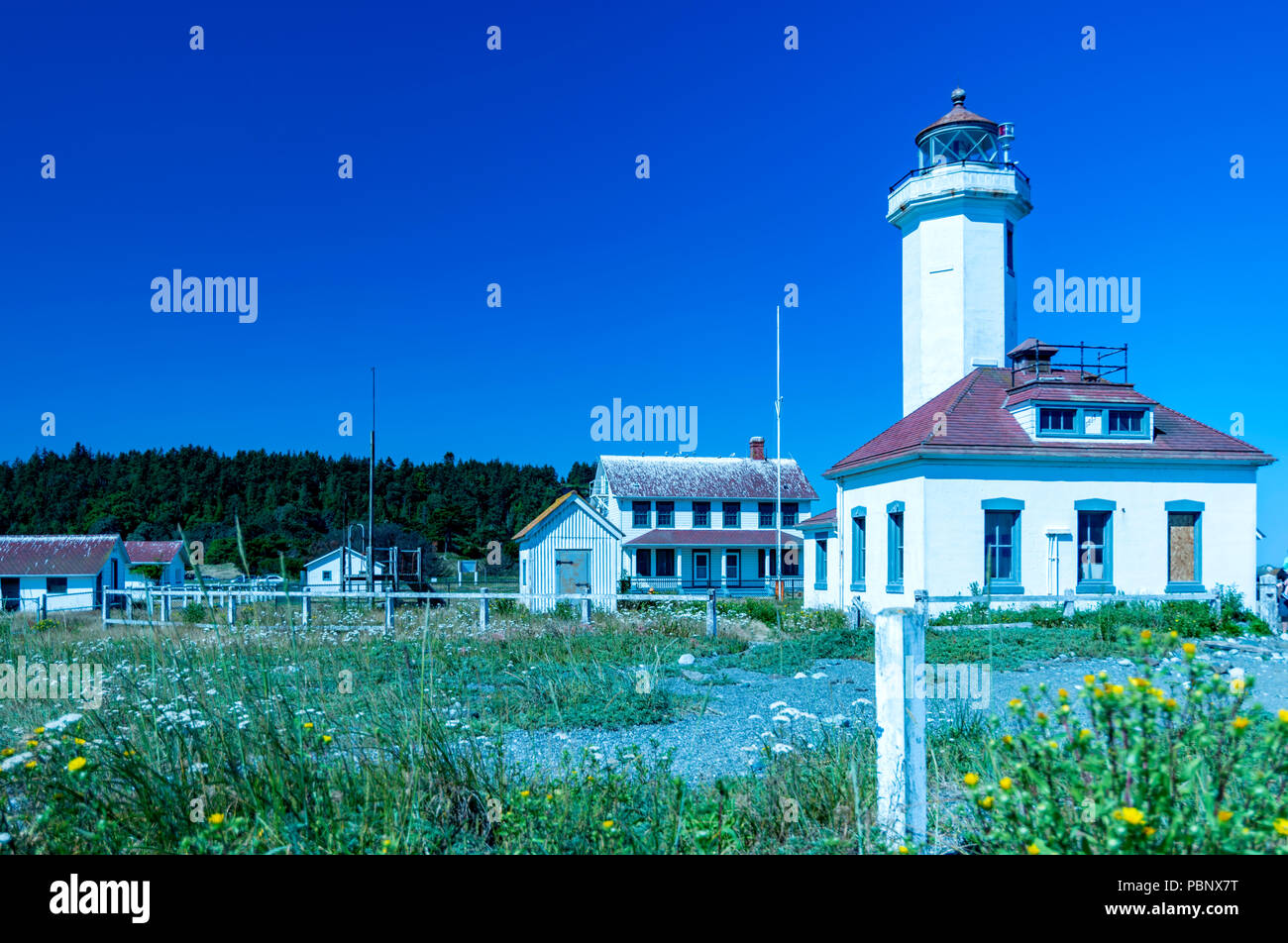 Beautiful historic Point Wilson Lighthouse close up 2, Port Townsend ...