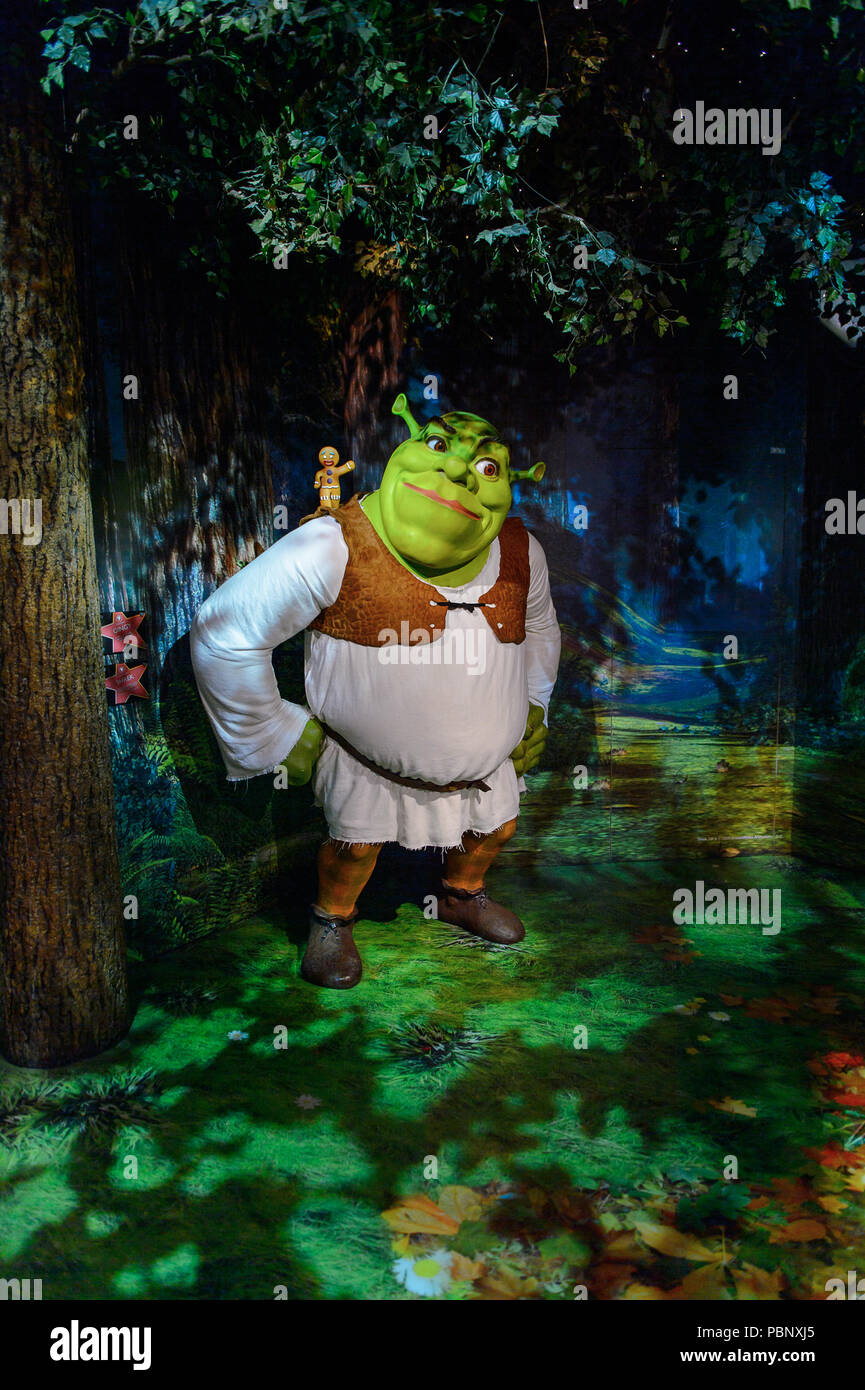LONDON, ENGLAND - JULY 22, 2016: Shrek at the Madame Tussauds wax ...