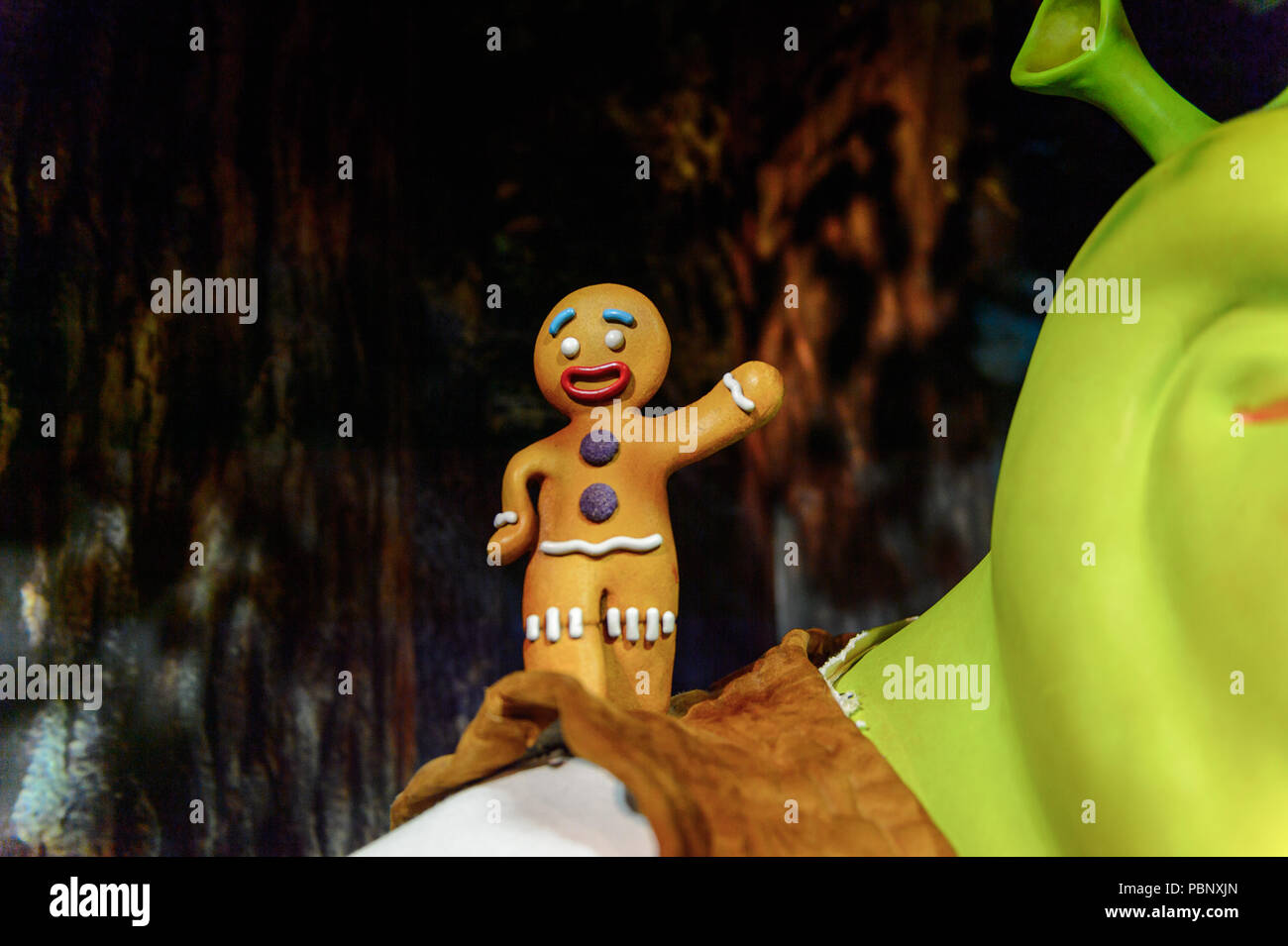 LONDON, ENGLAND - JULY 22, 2016: Shrek at the Madame Tussauds wax ...