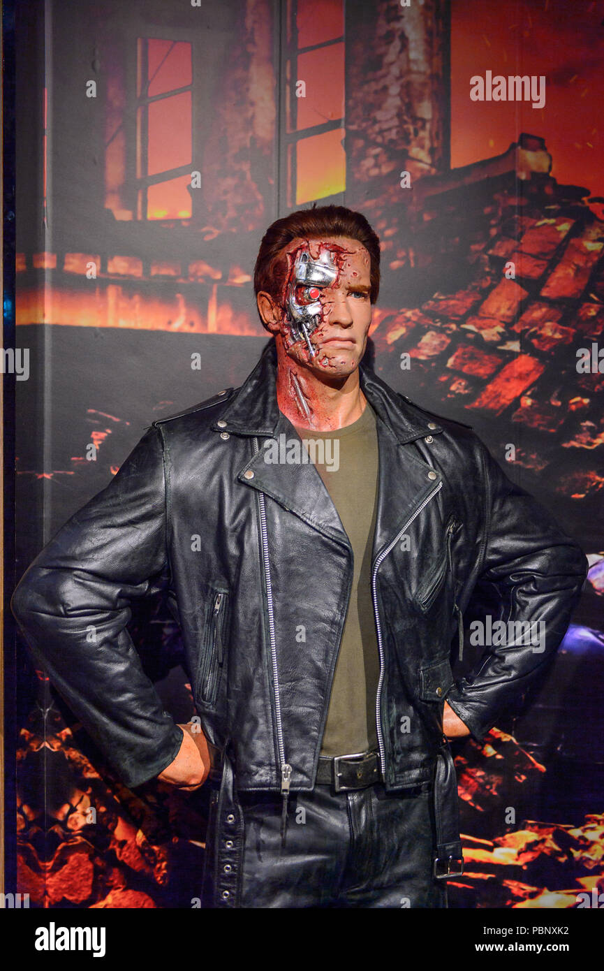 LONDON, ENGLAND - JULY 22, 2016: Arnold Schwarzenegger as the ...