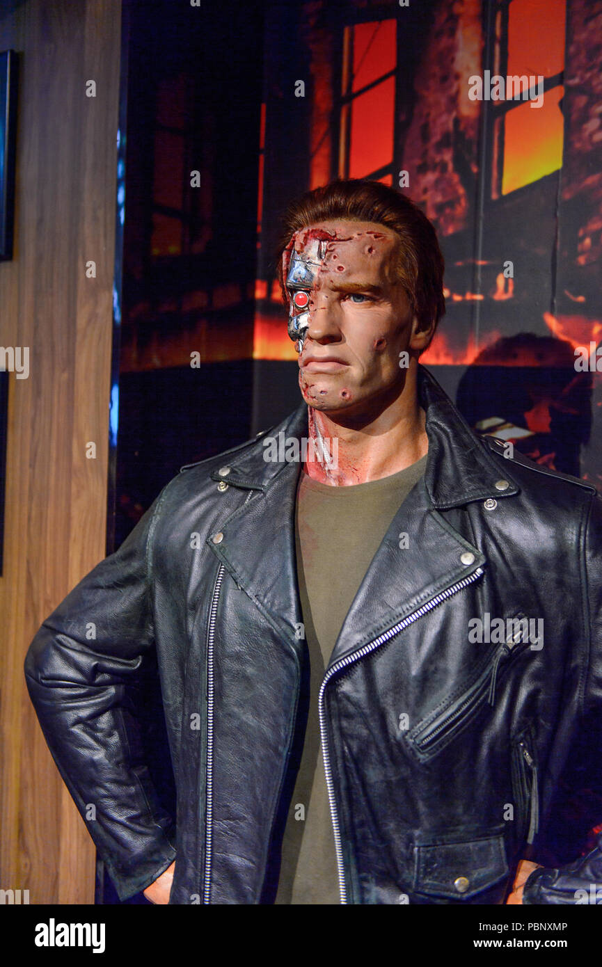 LONDON, ENGLAND - JULY 22, 2016: Arnold Schwarzenegger as the ...