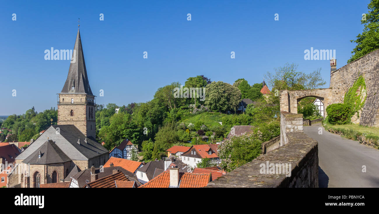 Panorama of the church and city walls of Warburg, Germany Stock Photo ...