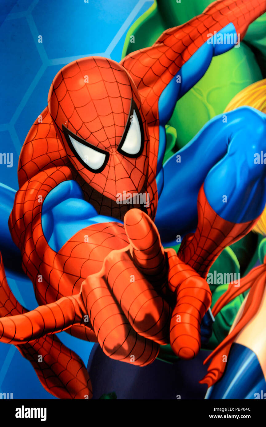 LONDON, ENGLAND - JULY 22, 2016: Spider man poster at the Marvel ...