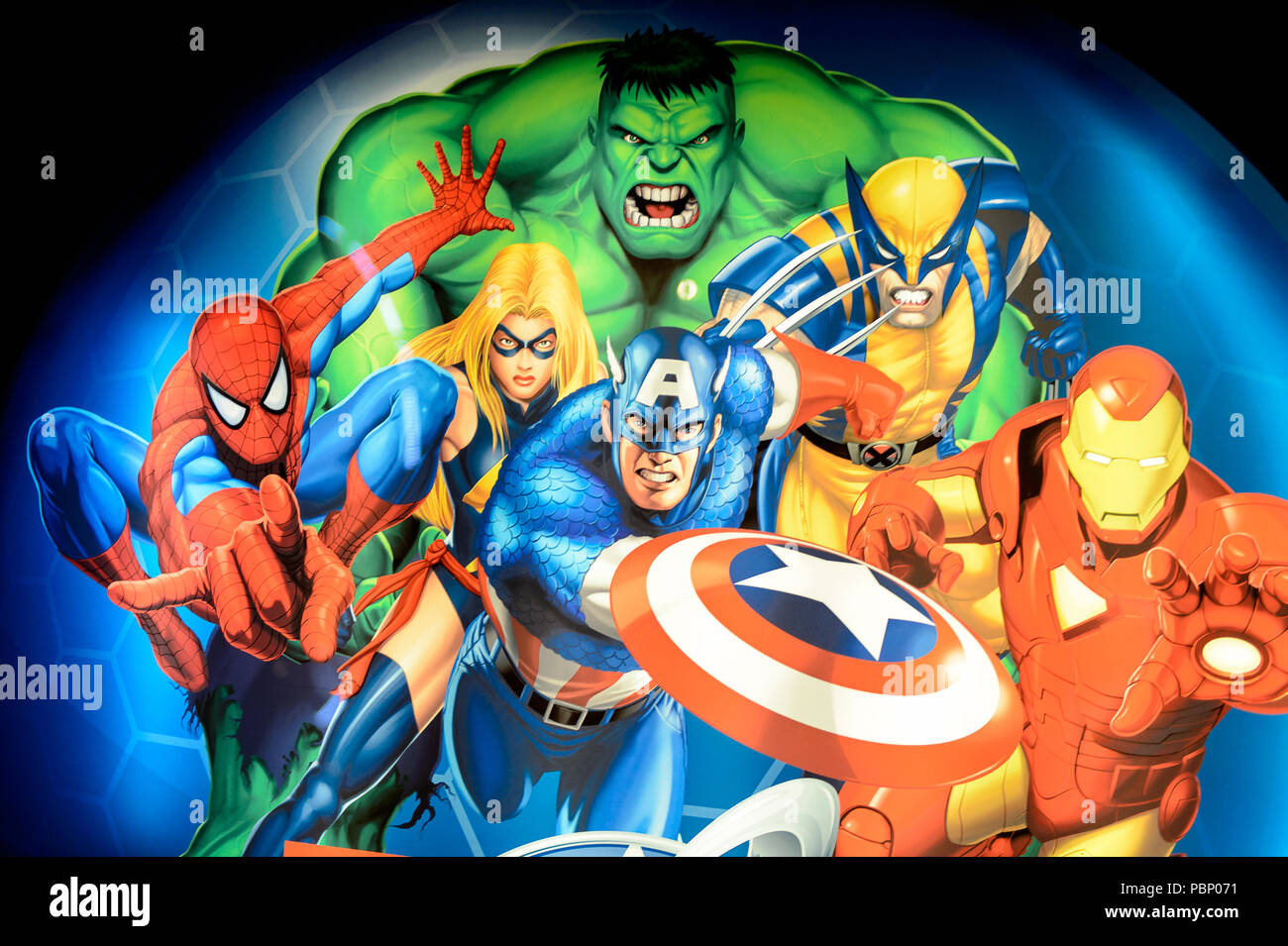 LONDON, ENGLAND - JULY 22, 2016: Marvel Avengers poster at thMadame ...