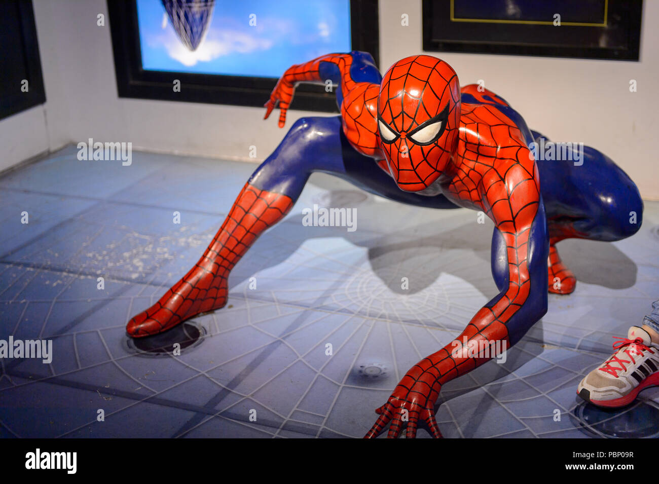 LONDON, ENGLAND - JULY 22, 2016: Spiderman at the Madame Tussauds wax ...