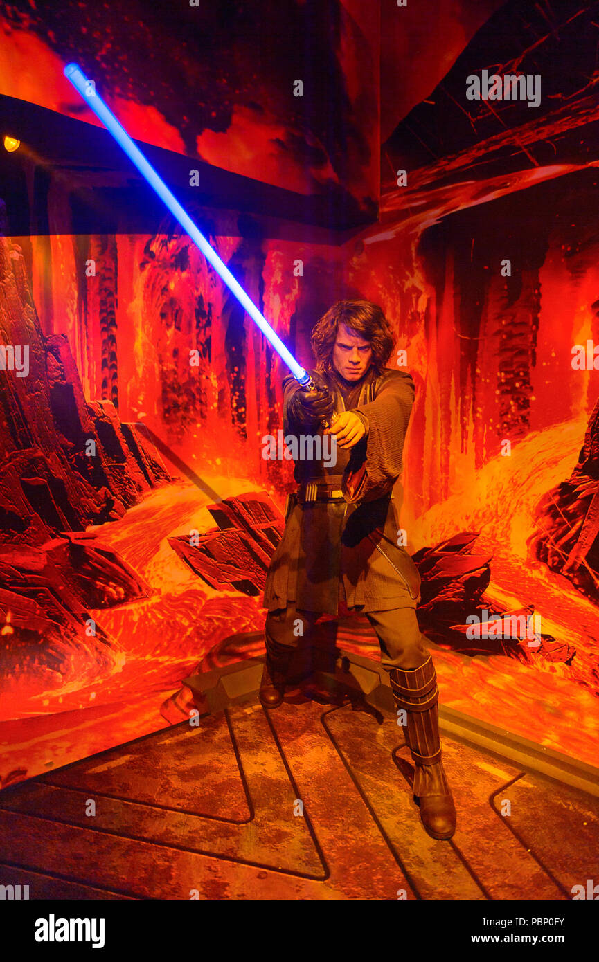 LONDON, ENGLAND - JULY 22, 2016: Star Wars area, Madame Tussauds wax ...