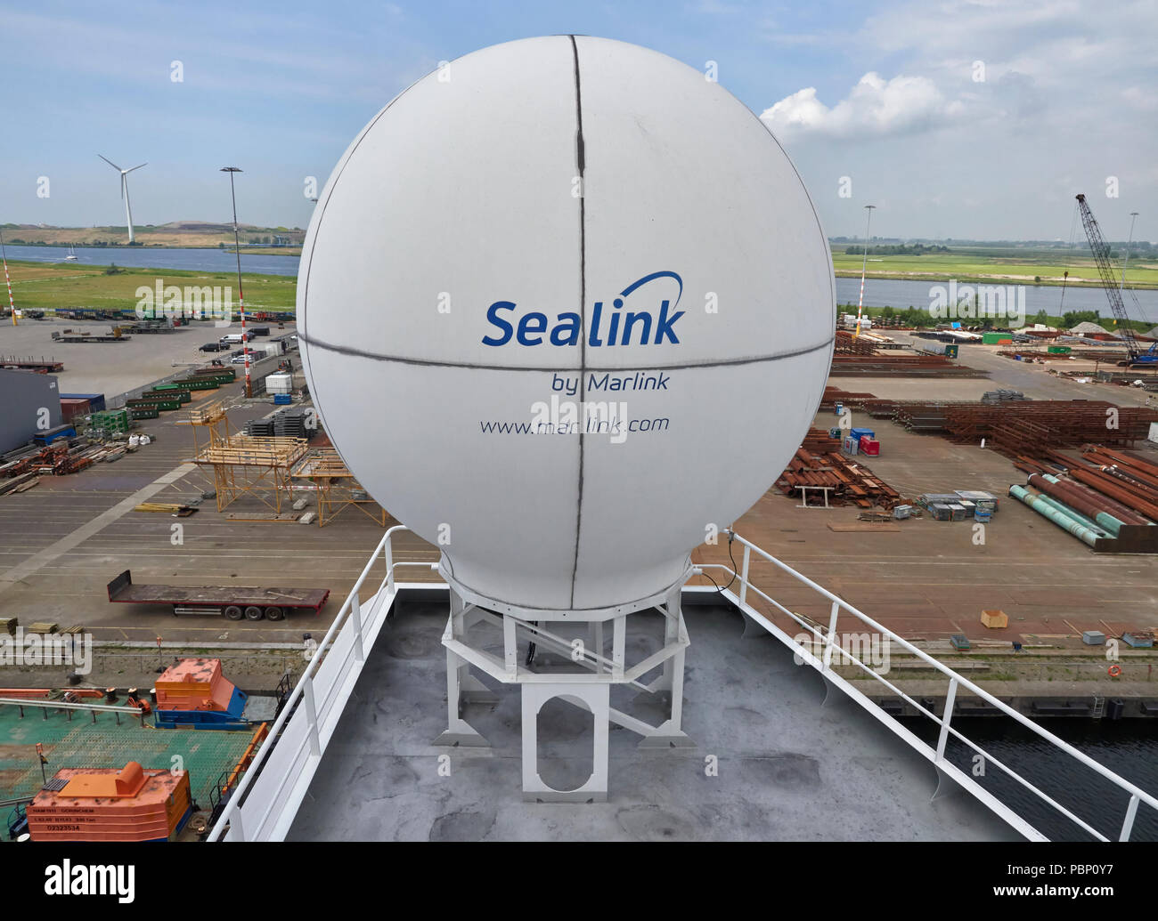 One of the Marlink Sealink Communication Domes onboard a Seismic Vessel ...