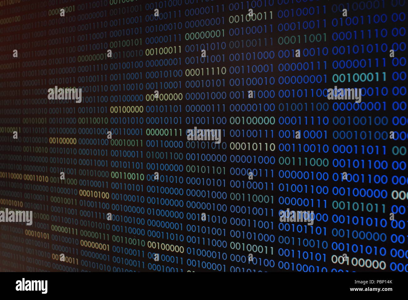 blue binary code. blocks of binary data. Blockchain concept. blue ...