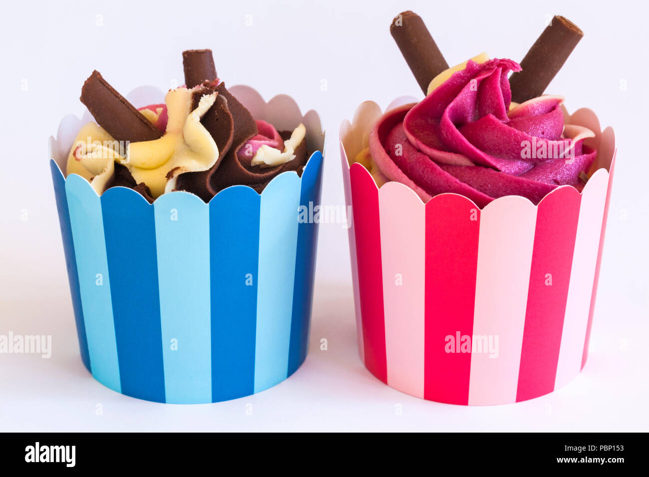 M&S Raspberry Ripple Sundae Cake & Neapolitan Sundae Cake isolated on ...