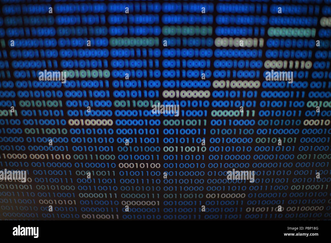 Blue Binary Code Blocks Of Binary Data Blockchain Concept Blue Background With Computer 4317