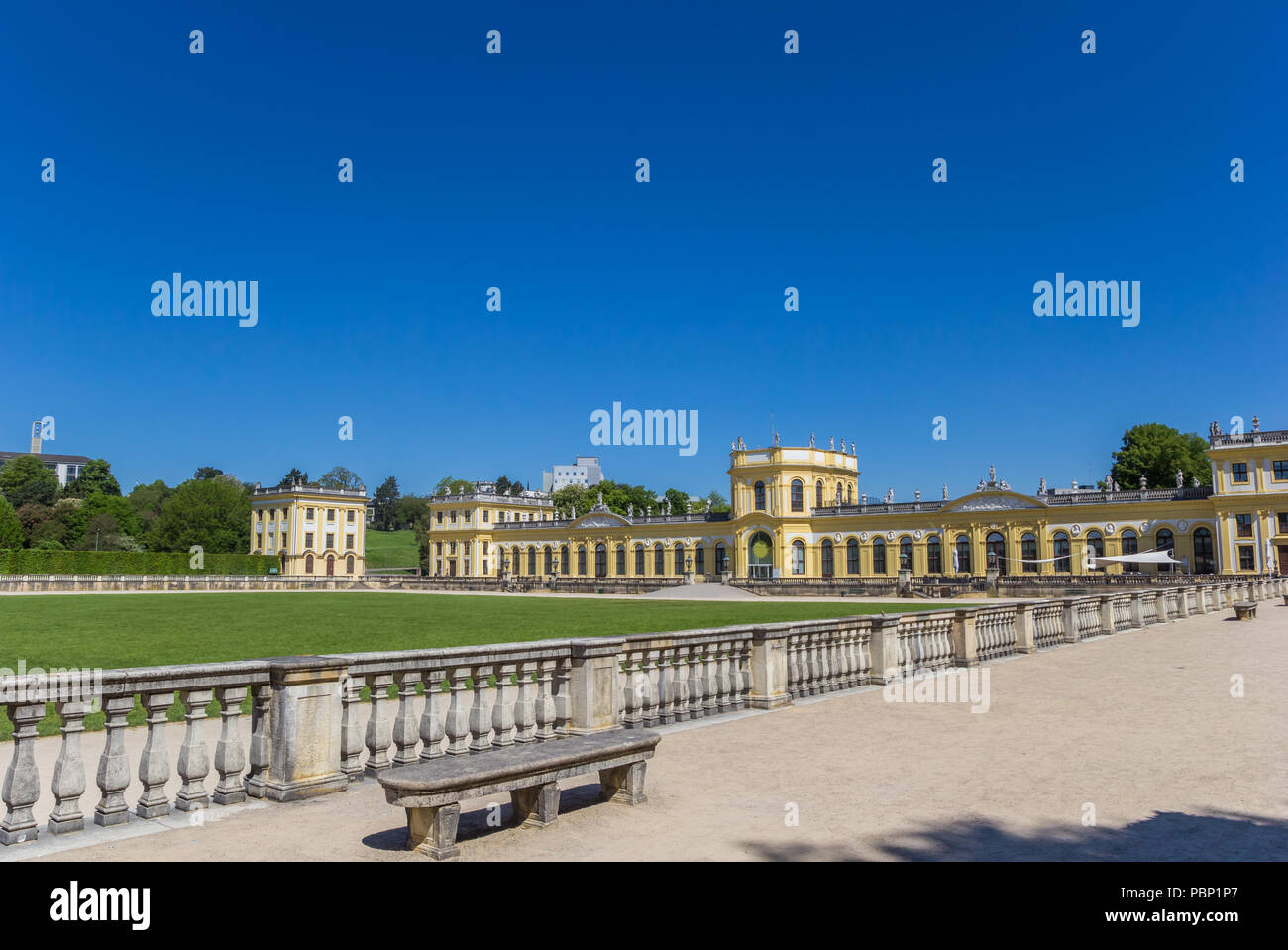Yellow castle at the Karlswiese in Kassel, Germany Stock Photo - Alamy