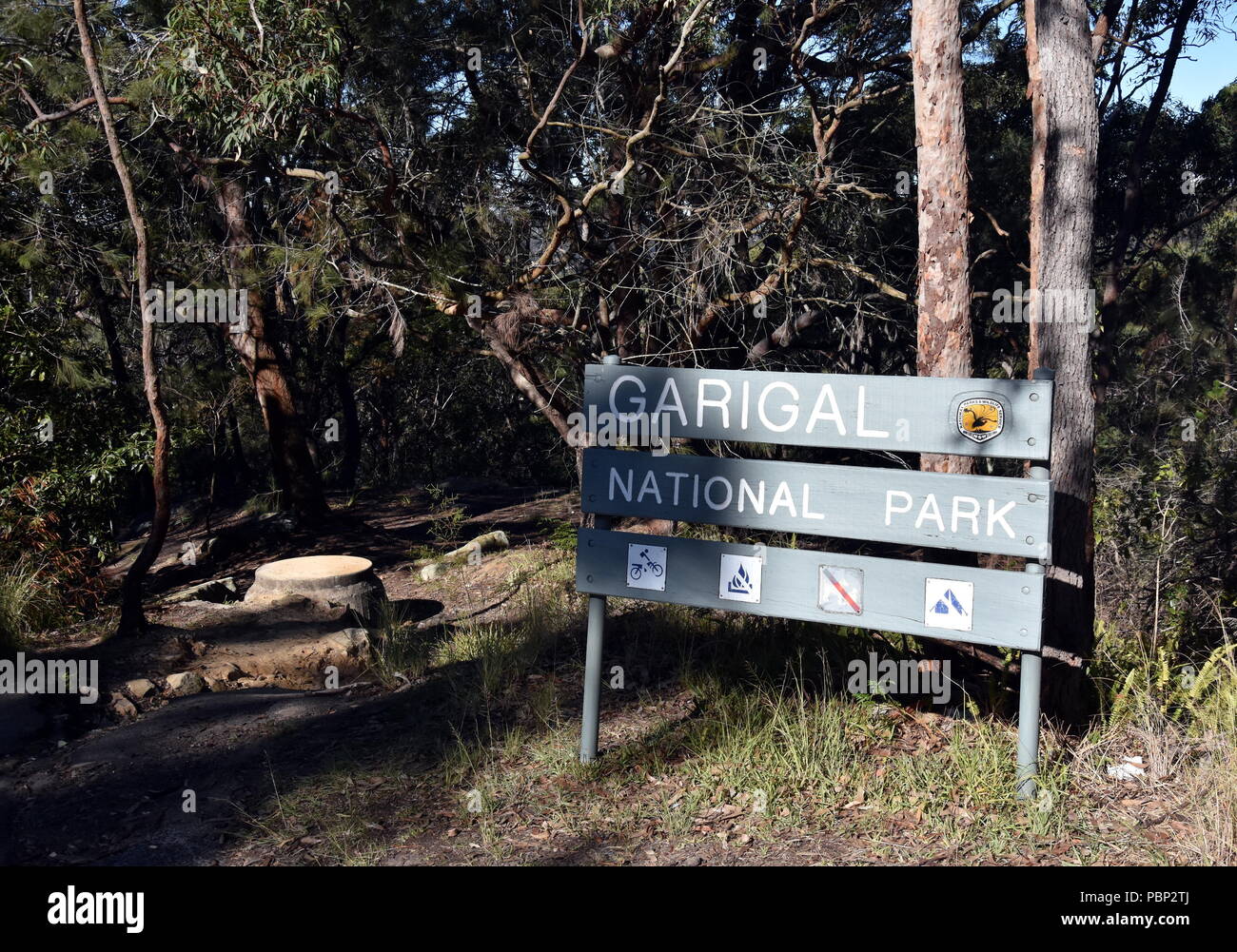 Sydney, Australia - Jul 13, 2018. Garigal National Park sign ...