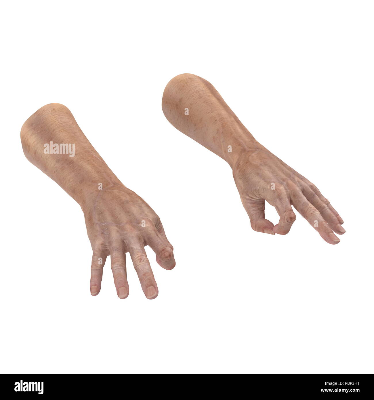 Old hands on a white. 3D illustration Stock Photo - Alamy