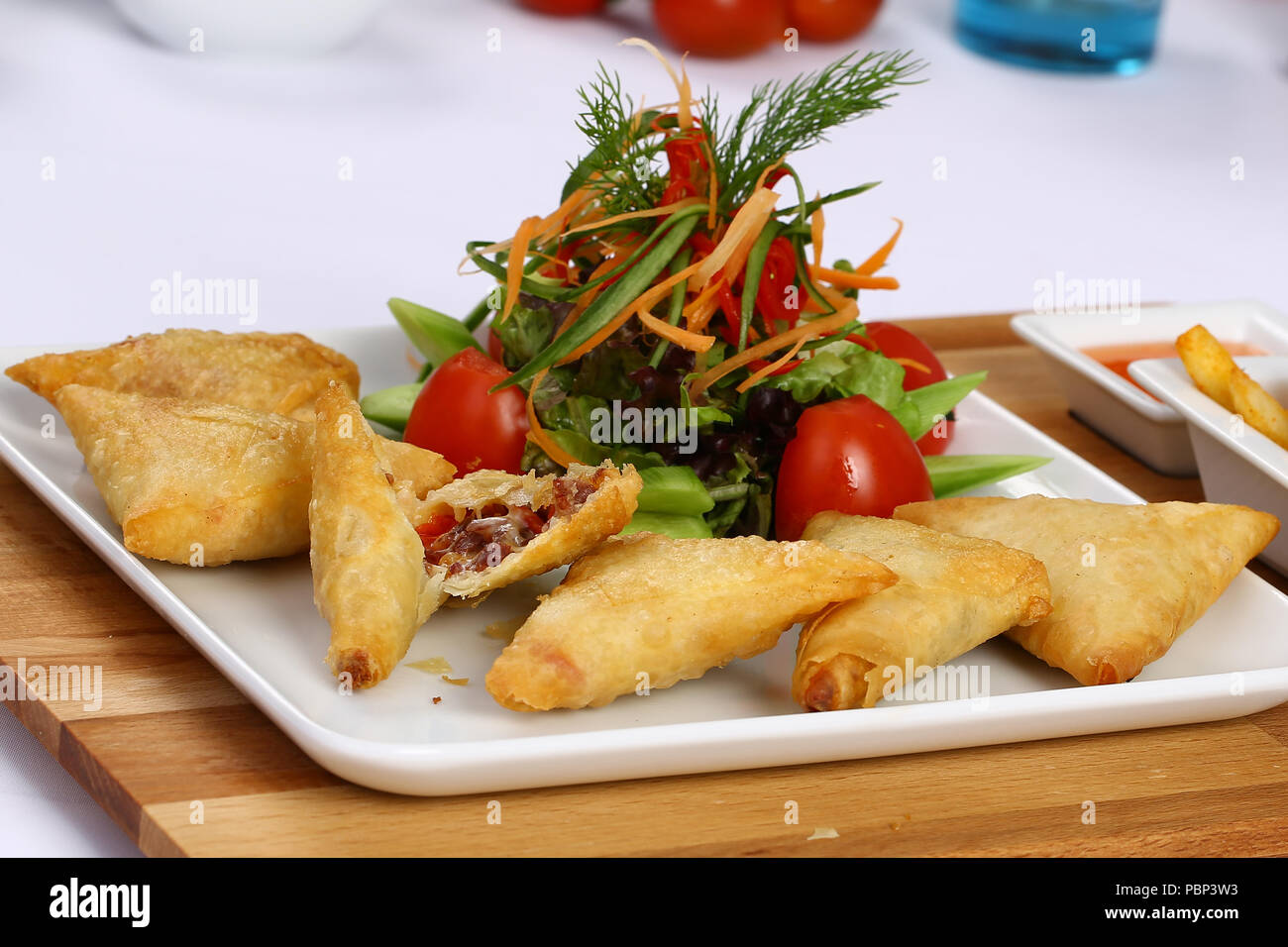 Fried Golden Dough, Stuffed Turkish pisi Stock Photo - Alamy