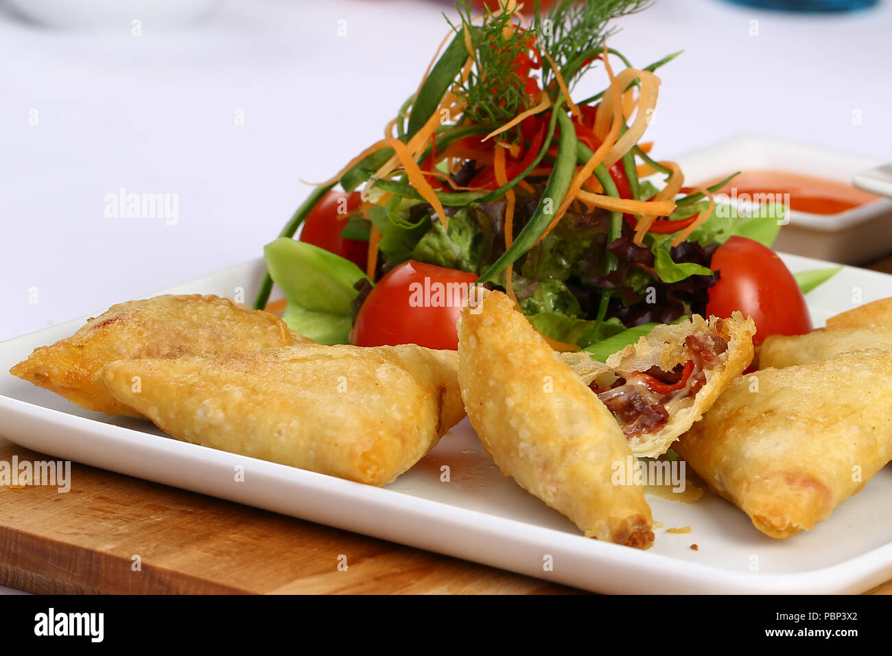 Fried Golden Dough, Stuffed Turkish pisi Stock Photo - Alamy