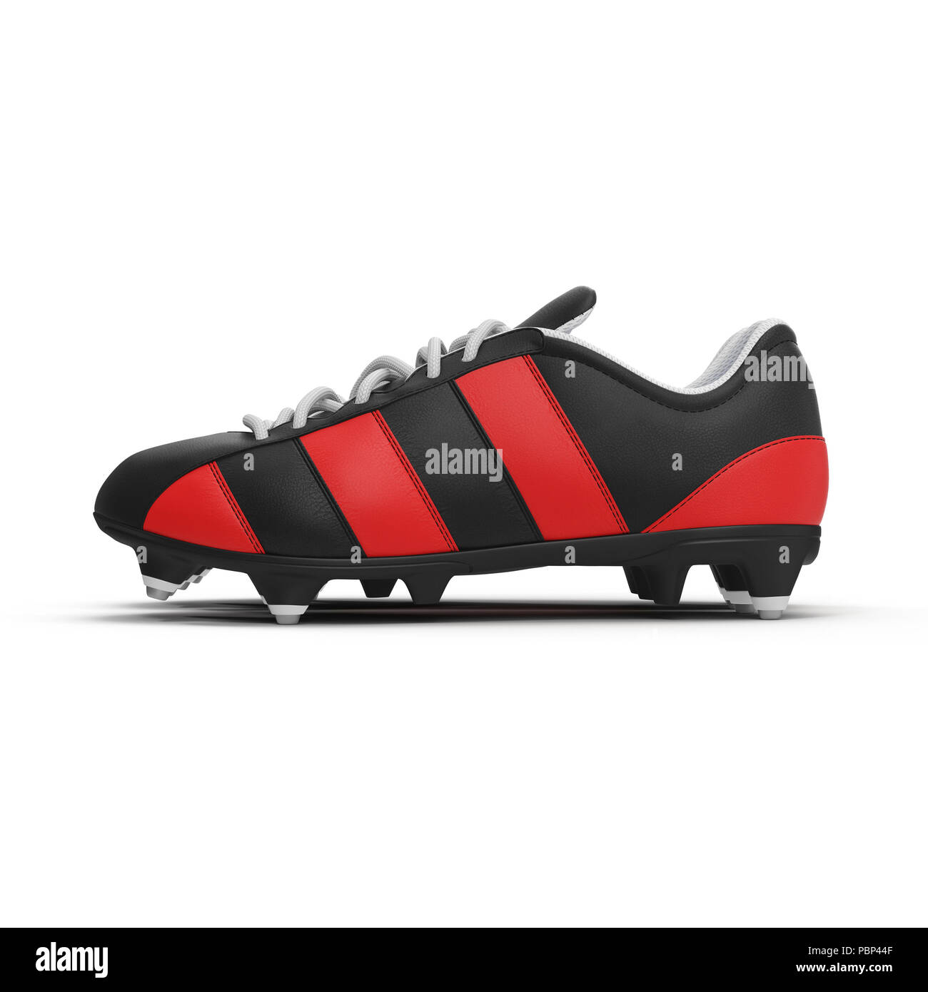 Football boots on white. Side view. 3D illustration Stock Photo - Alamy