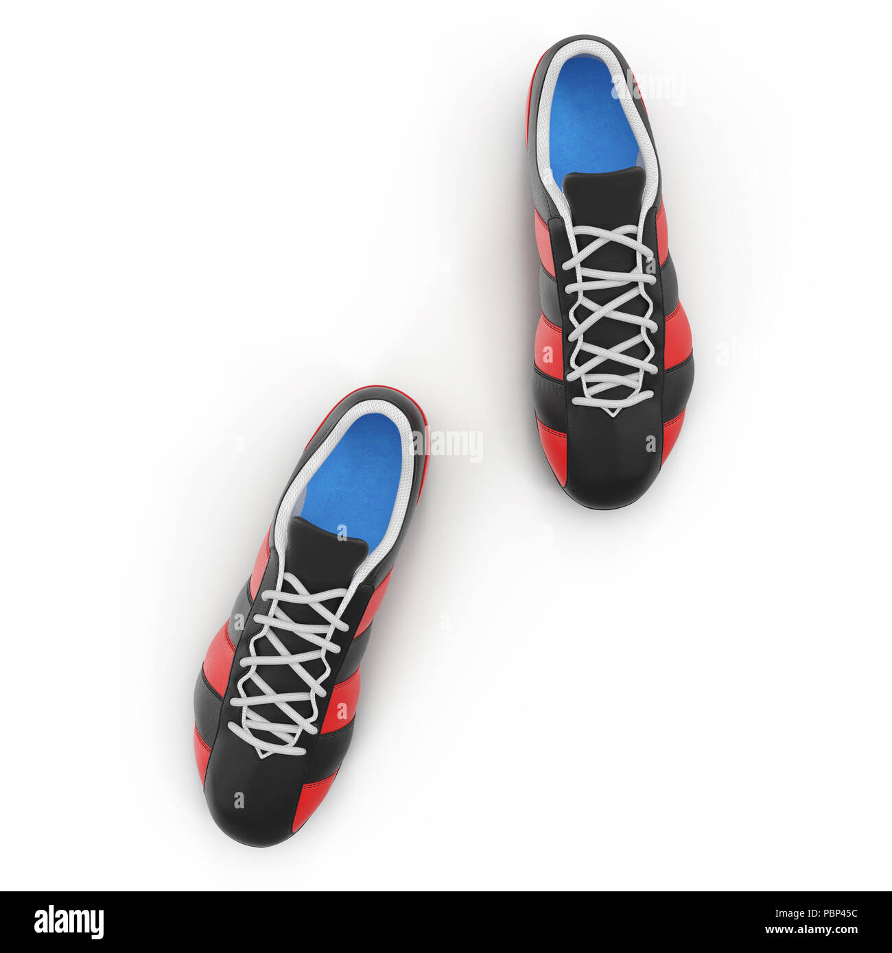 Football boots on white. Top view. 3D illustration Stock Photo - Alamy