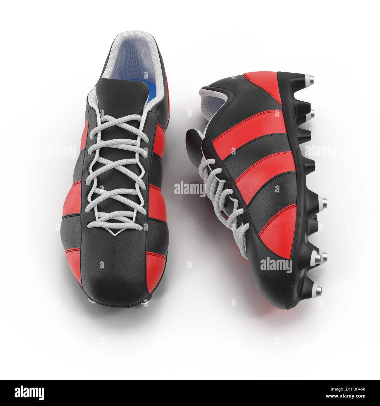 Outdoor soccer cleats shoes on white. 3D illustration Stock Photo - Alamy
