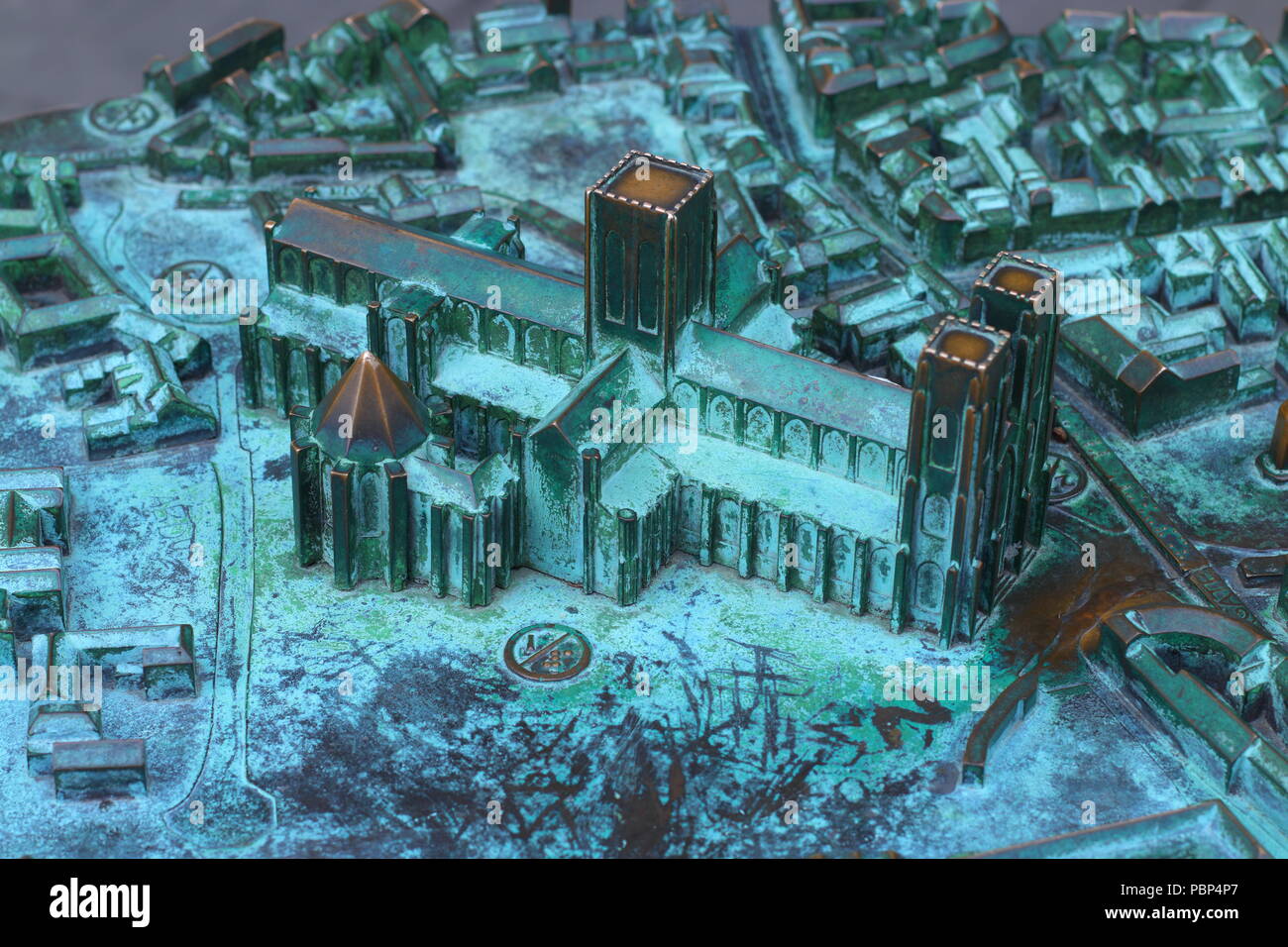 A miniature bronze model of York Minster which is just outside the main ...