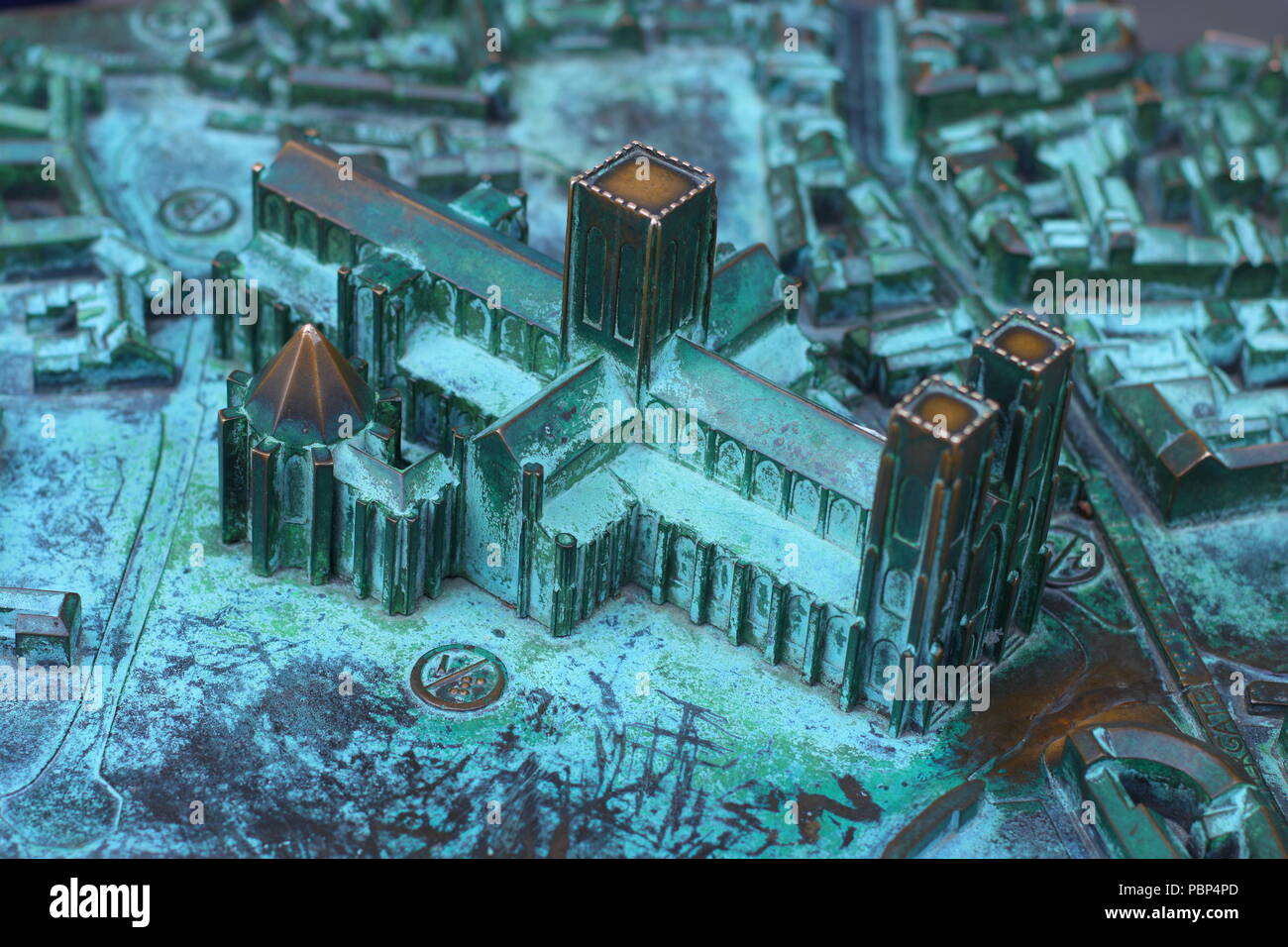 A miniature bronze model of York Minster which is just outside the main ...