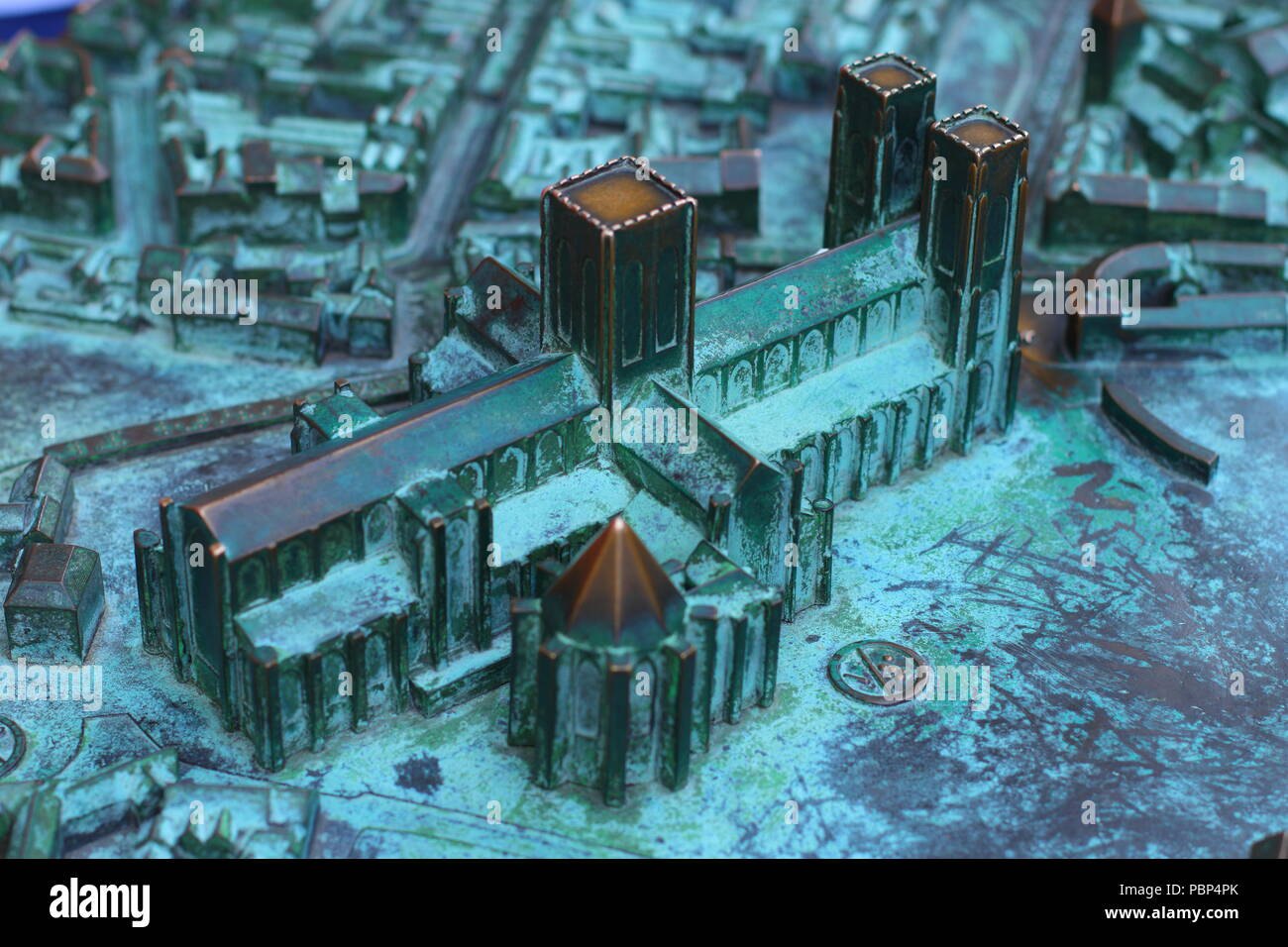 A miniature bronze model of York Minster which is just outside the main ...