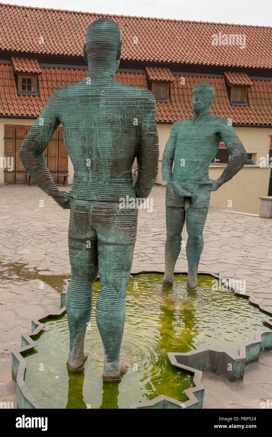 "Piss" statue at Franz Kafka Museum Stock Photo - Alamy