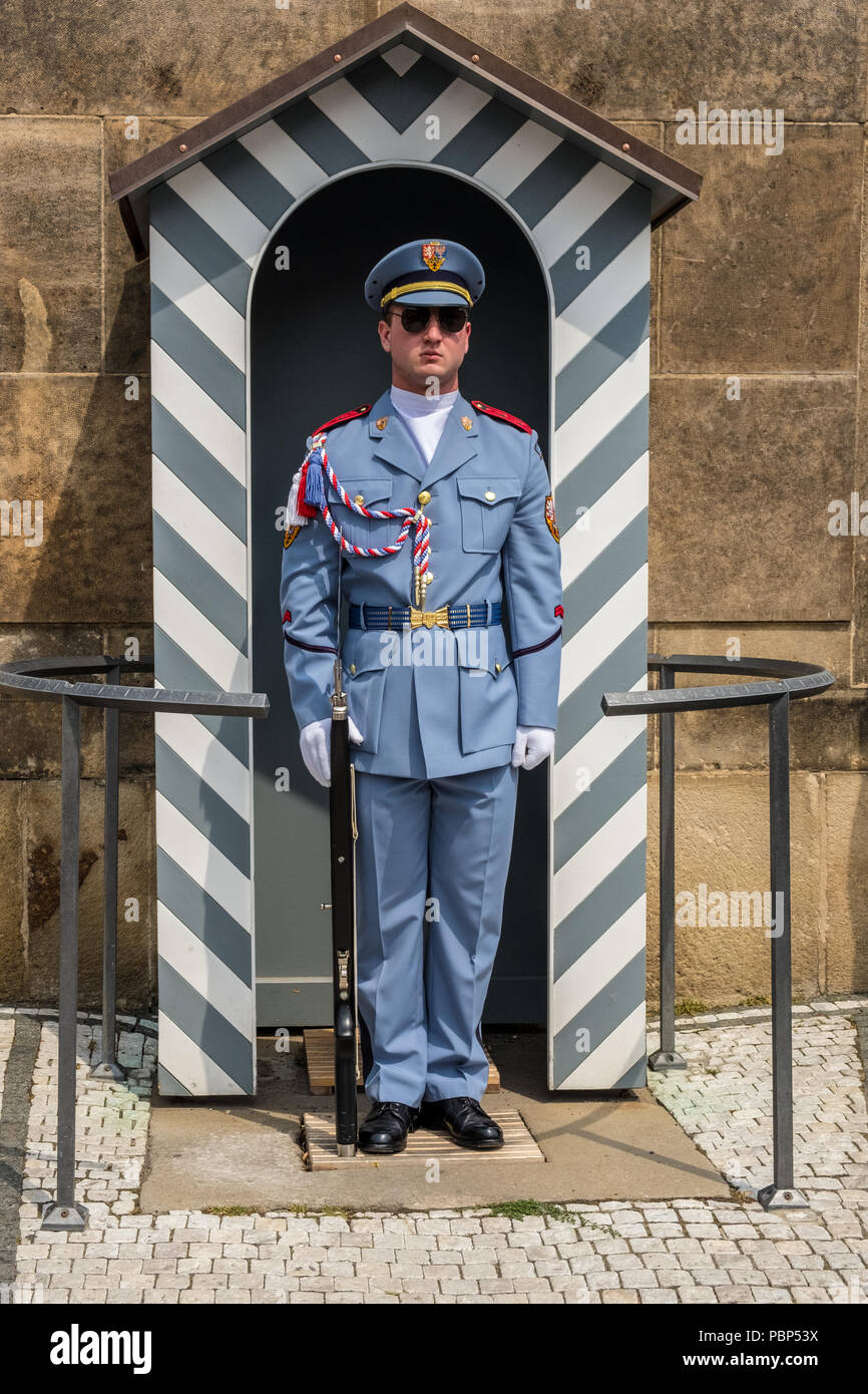 Prague castle guard Stock Photo - Alamy