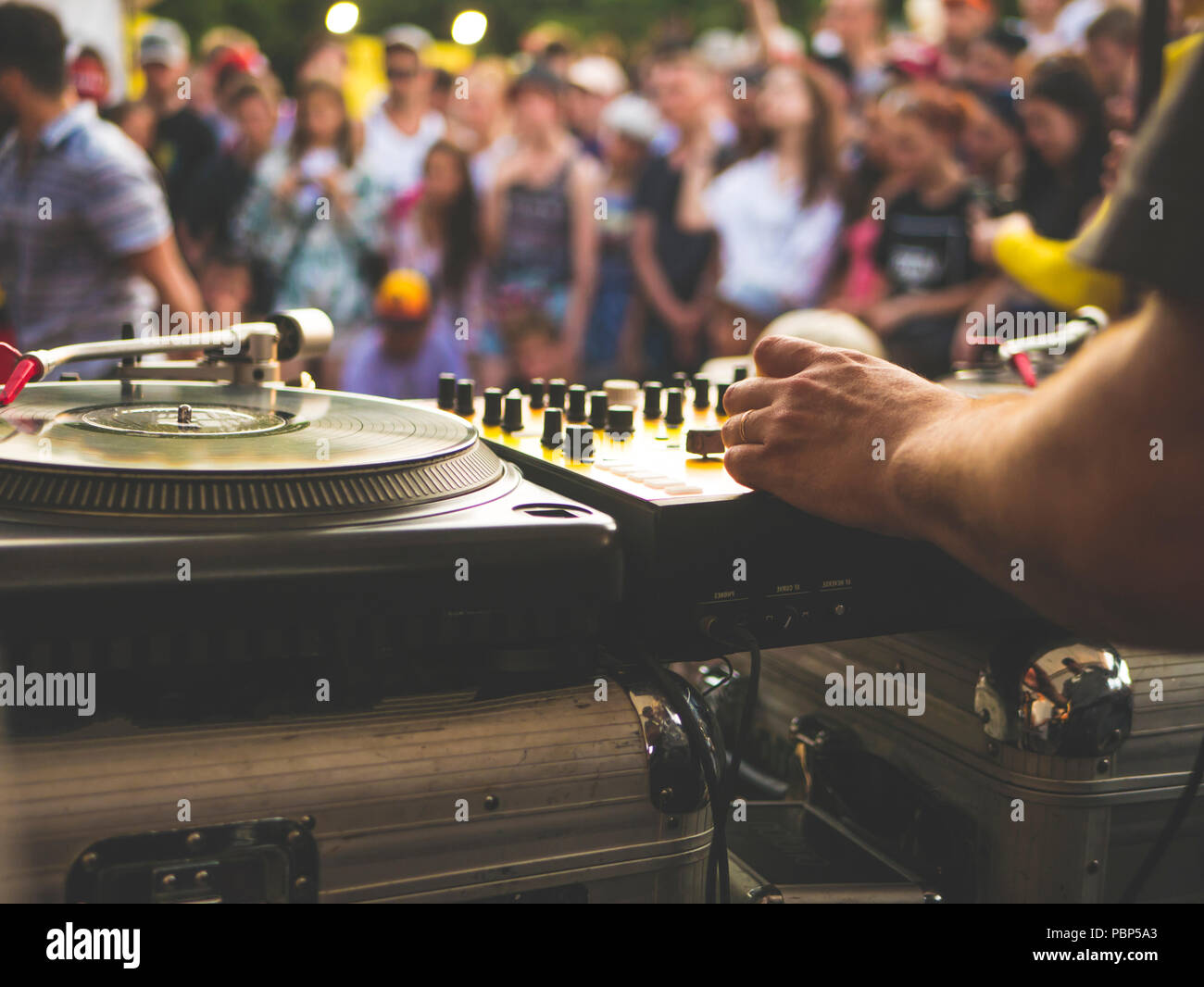 dj party adjusting Stock Photo - Alamy