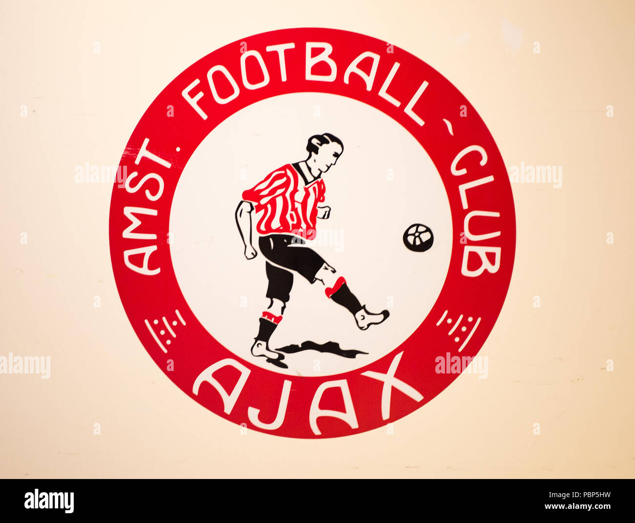 AMSTERDAM, NETHERLANDS - JUNE 2, 2015: Ajax logo on Amsterdam Arena ...