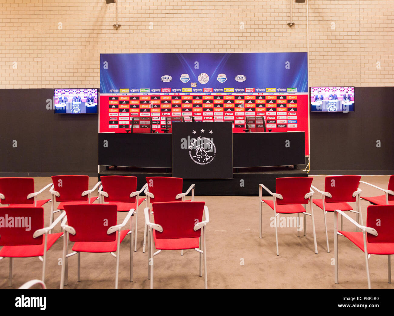 AMSTERDAM, NETHERLANDS - JUNE 2, 2015: Press conference room of ...