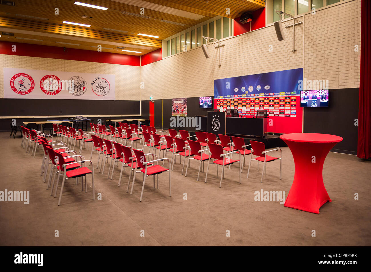 AMSTERDAM, NETHERLANDS - JUNE 2, 2015: Press conference room of ...