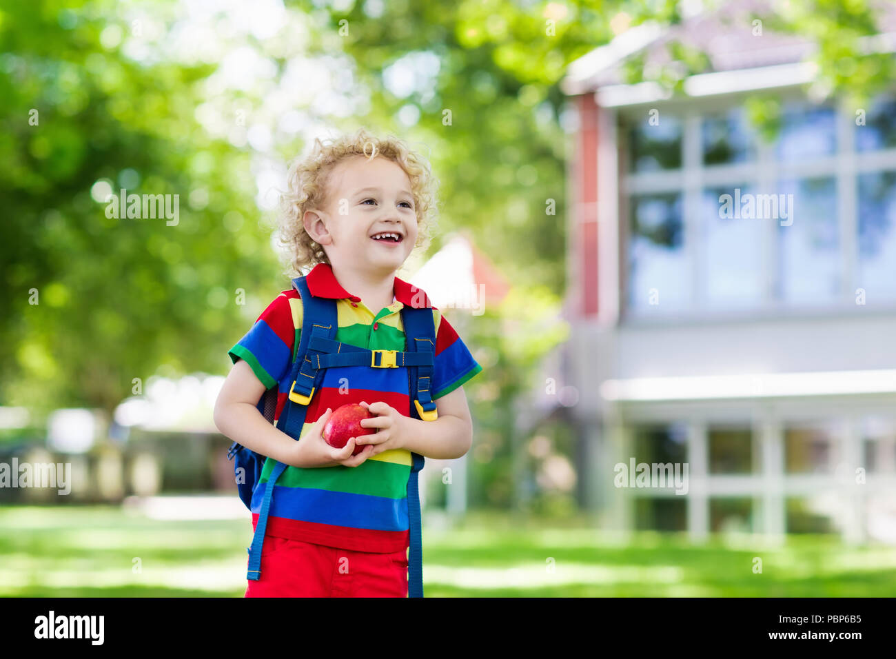 Child going back to school. Start of new school year after summer ...