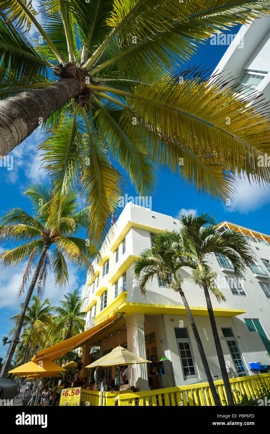 MIAMI, USA - CIRCA AUGUST, 2017: Restaurants on the tourist strip of ...