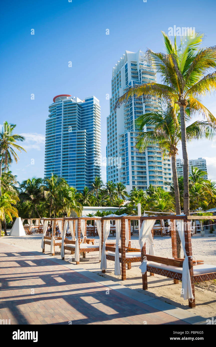 Bright scenic evening view of the South Beach skyline from the ...