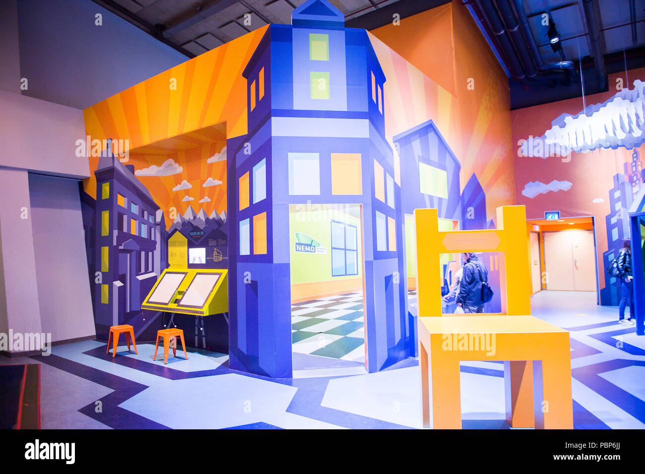 AMSTERDAM, NETHERLANDS - JUN 2, 2015: Interior of the Science Center ...