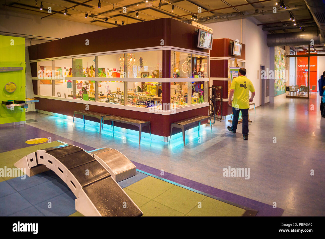 AMSTERDAM, NETHERLANDS - JUN 2, 2015: Interior of the Science Center ...