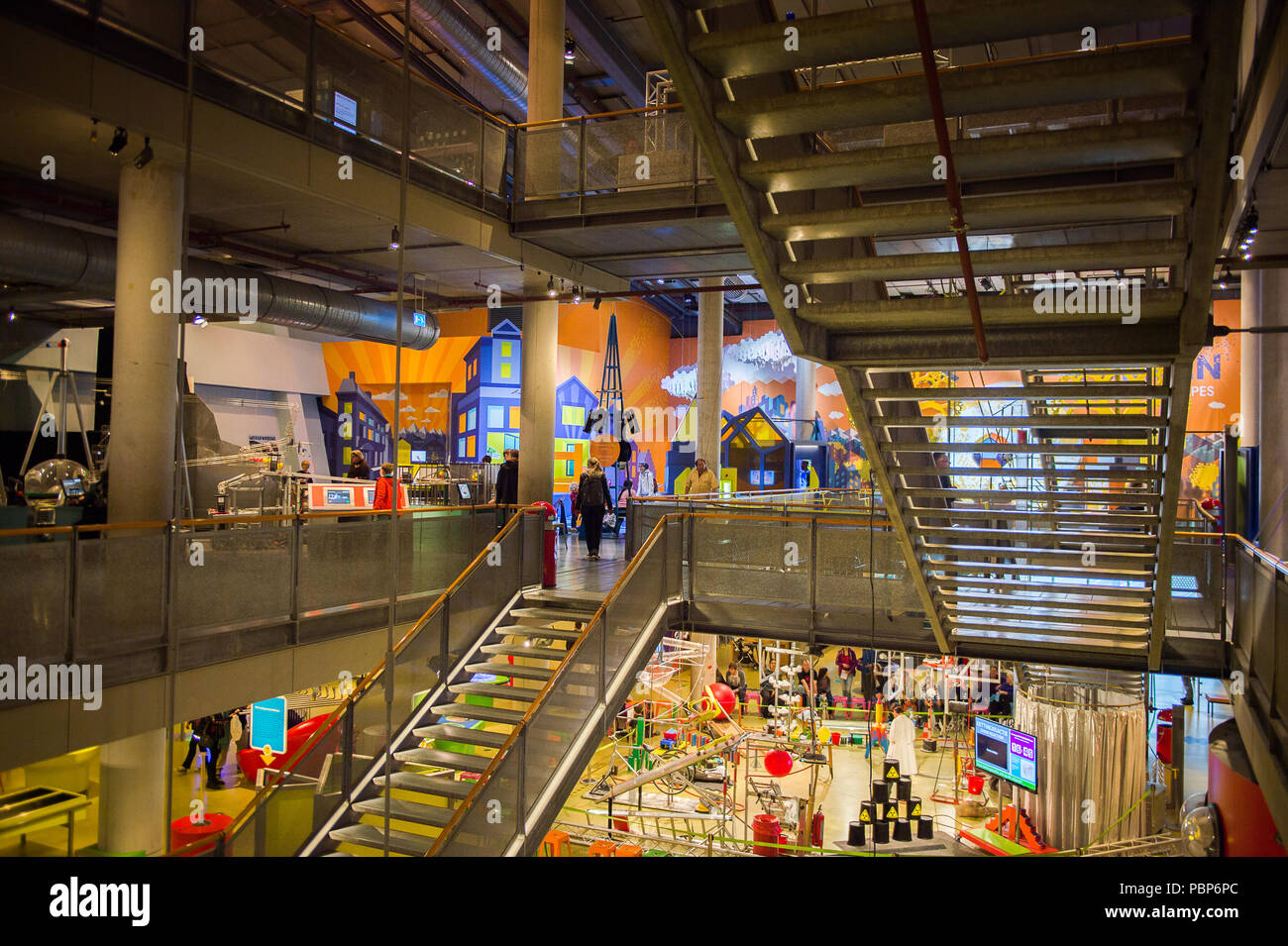 AMSTERDAM, NETHERLANDS - JUN 2, 2015: Interior of the Science Center ...