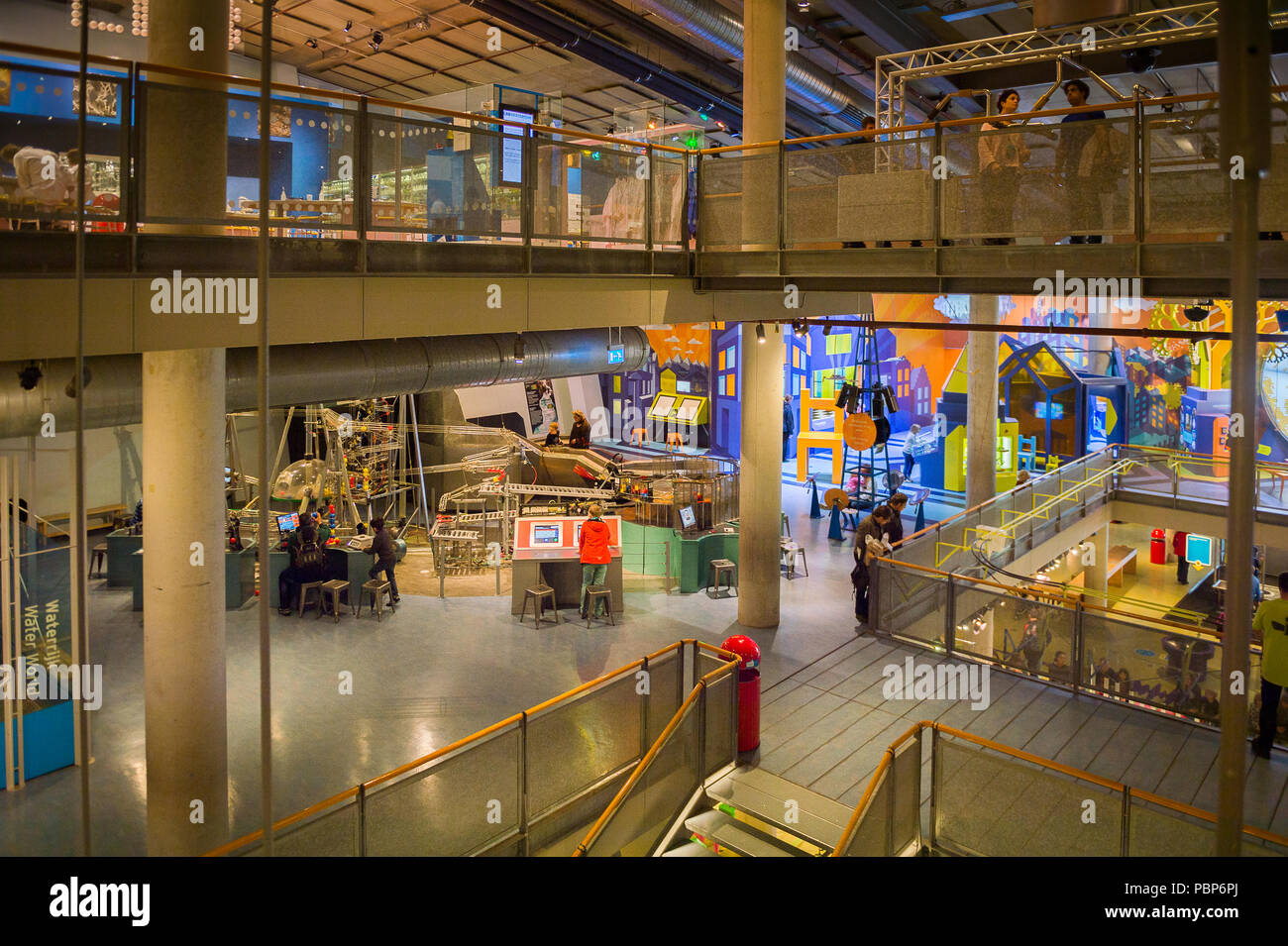 AMSTERDAM, NETHERLANDS - JUN 2, 2015: Interior of the Science Center ...