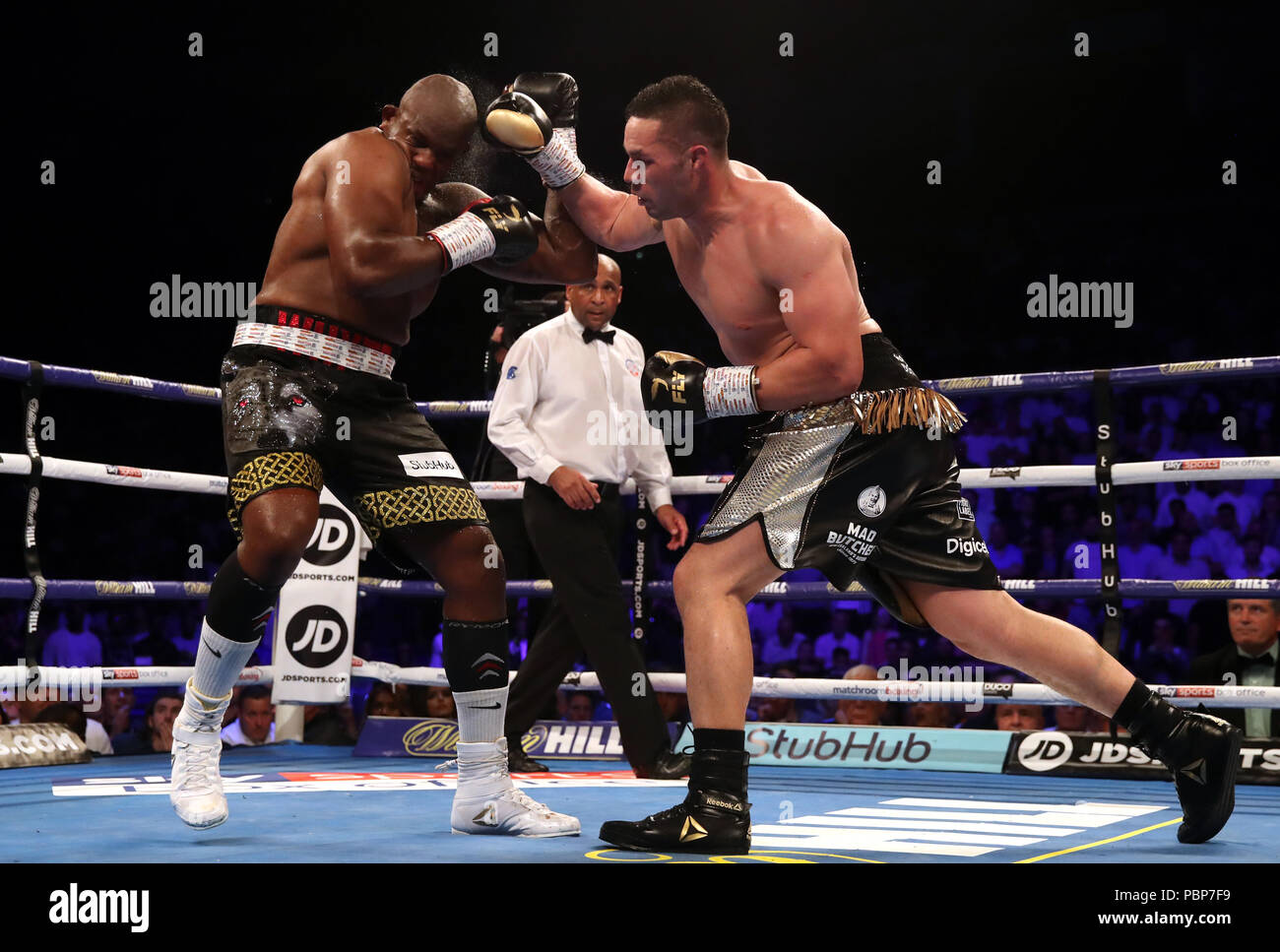 Dillian Whyte (left) in action against Joseph Parker during their WBC ...