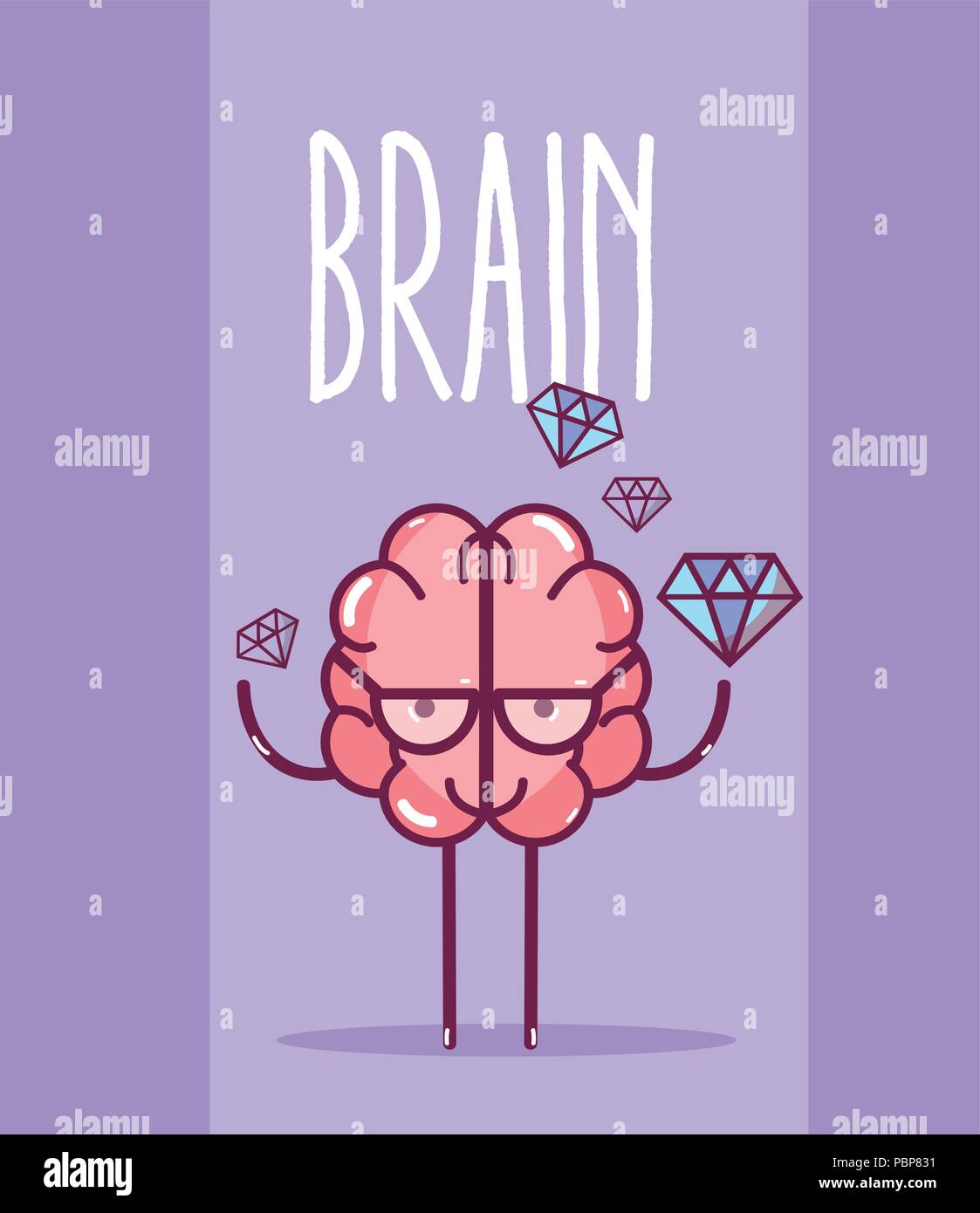 Cute brain cartoon card Stock Vector Image & Art - Alamy