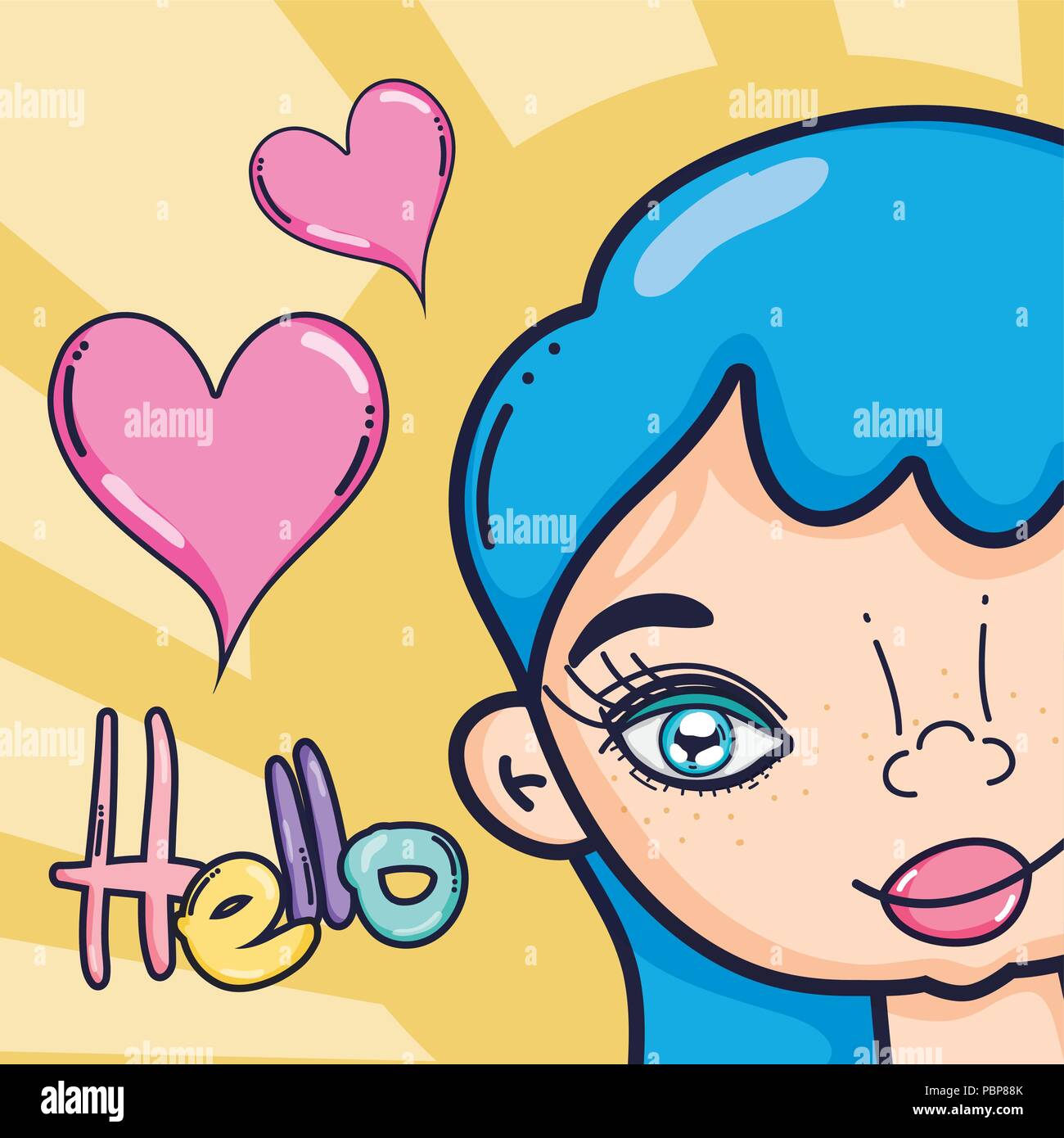 Girl saying hello cartoon Stock Vector Image & Art - Alamy