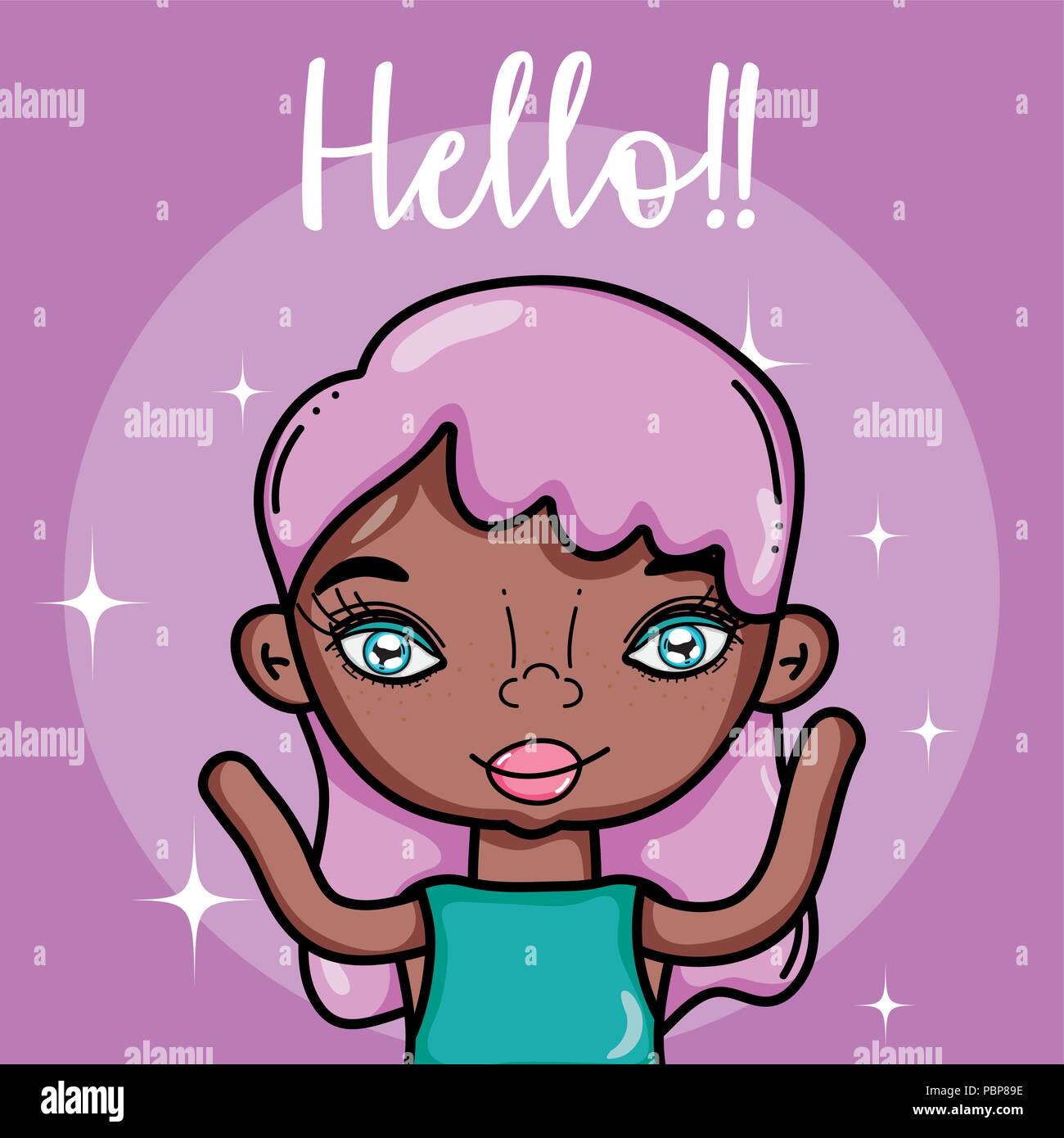 Girl saying hello cartoon Stock Vector Image & Art - Alamy