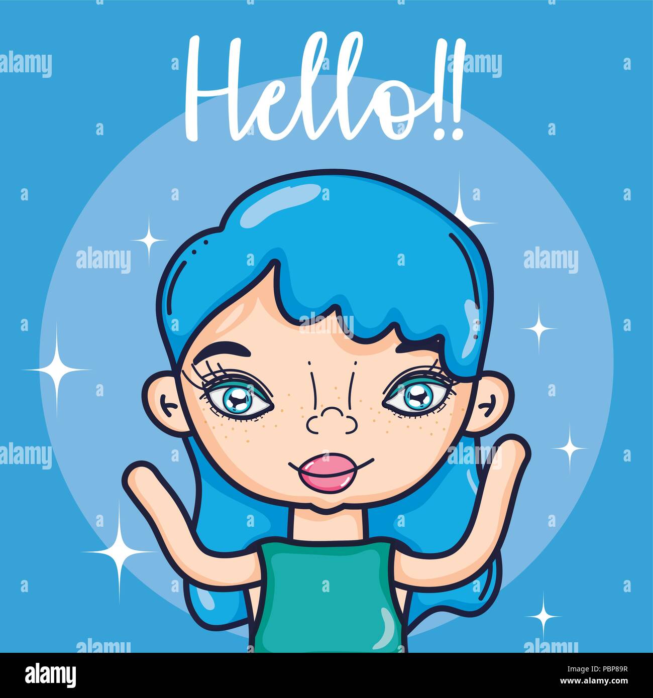 Girl saying hello cartoon Stock Vector Image & Art - Alamy