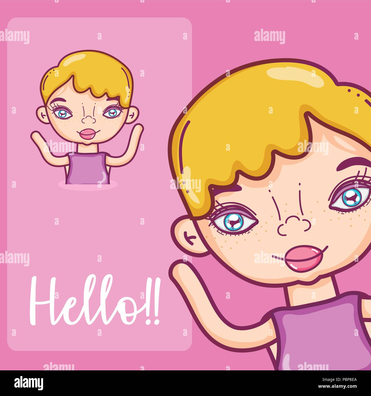 Girl saying hello cartoon Stock Vector Image & Art - Alamy