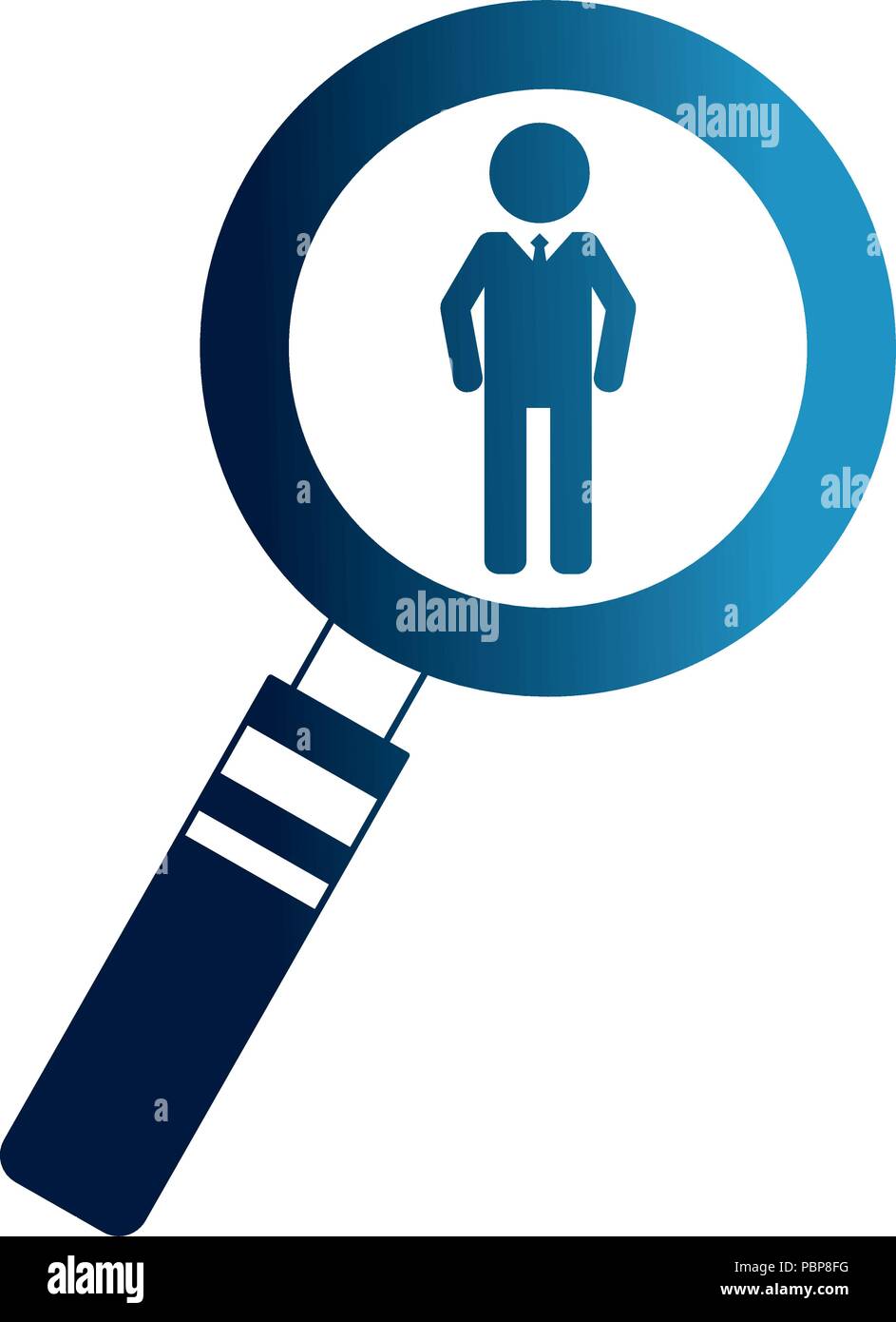 magnifying glass with business man silhouette vector illustration Stock ...