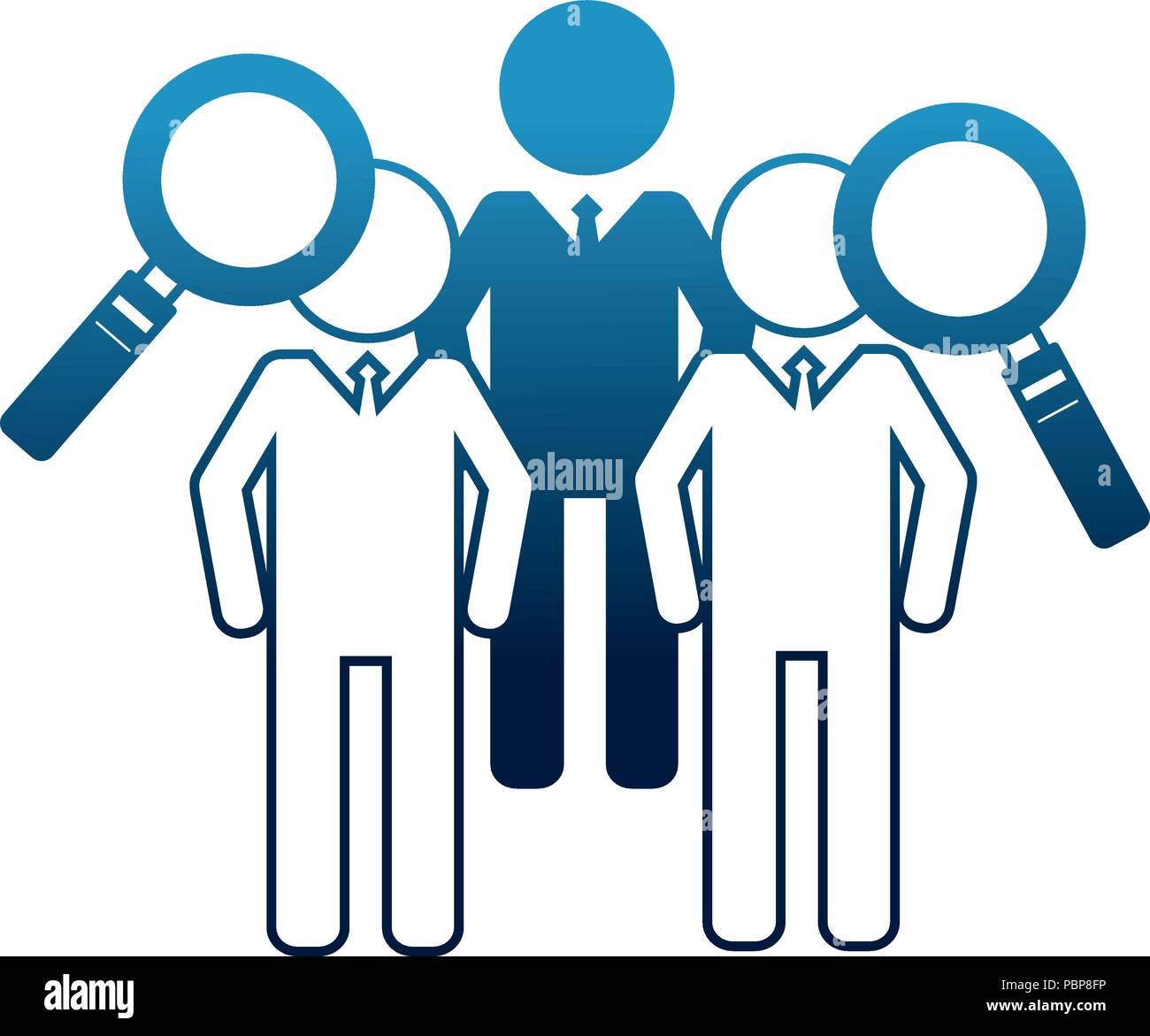 people employee with magnifying glasses vector illustration Stock ...