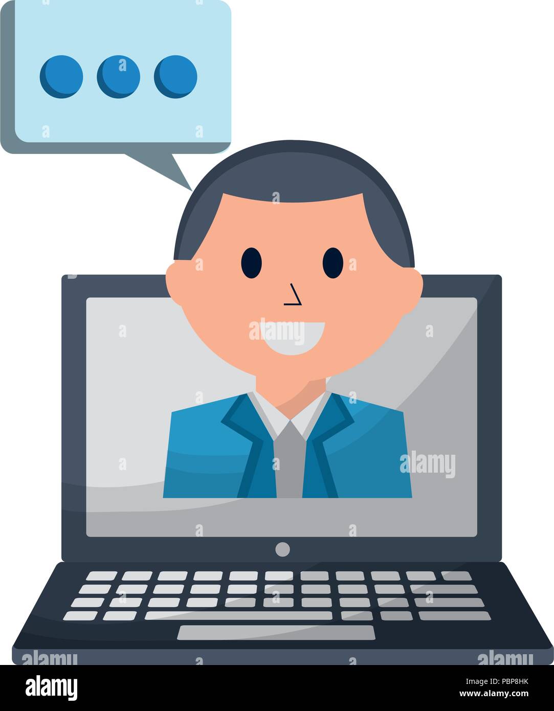 business man employee chat bubble laptop vector illustration Stock ...